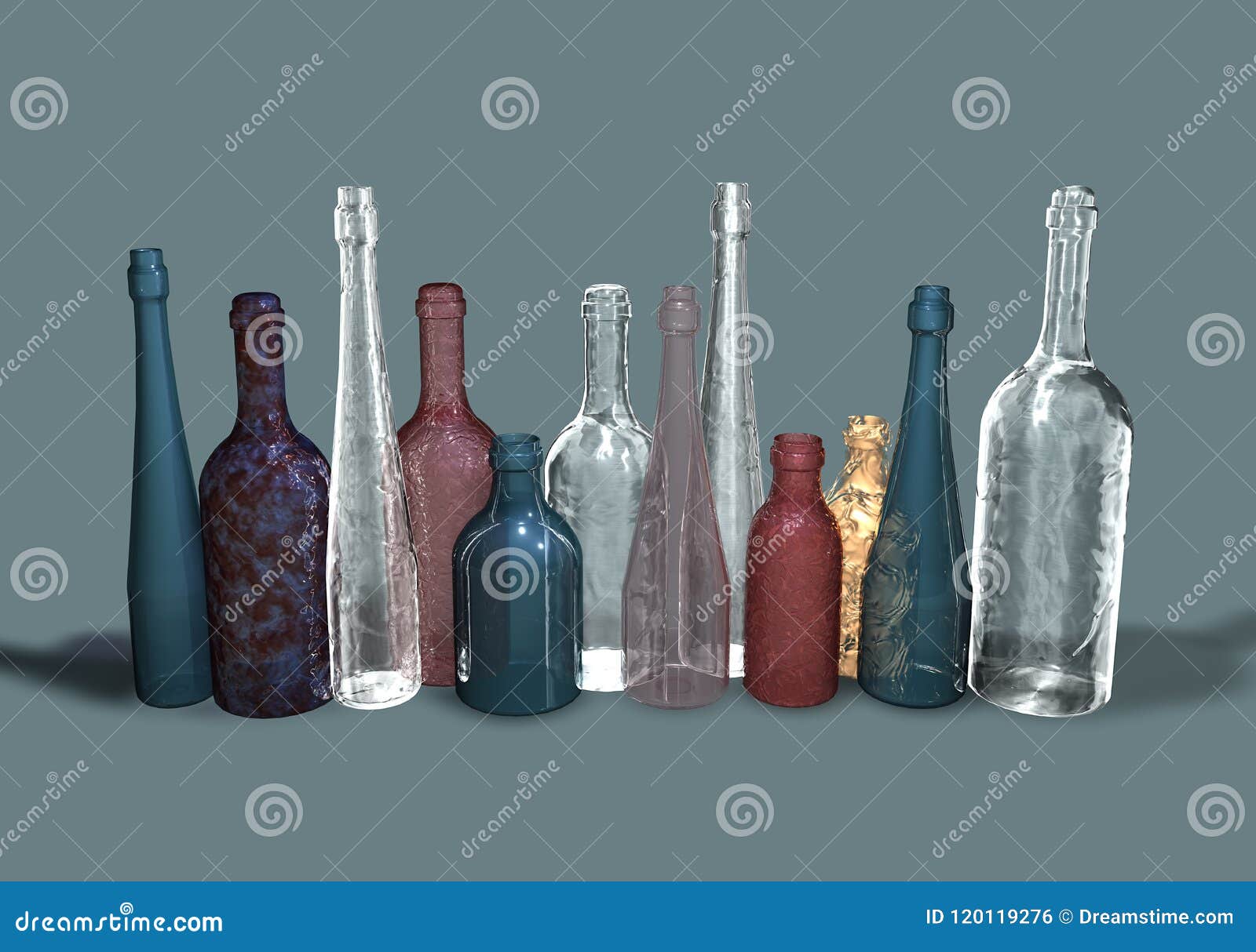 Various Forms and Colors of Glass Bottles Stock Illustration ...