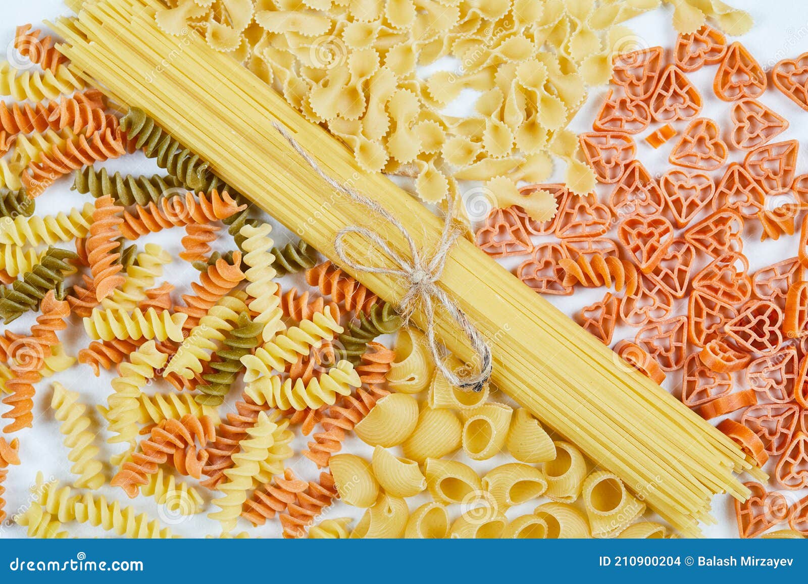 Various Forms of Pasta on White Background Stock Photo - Image of ...