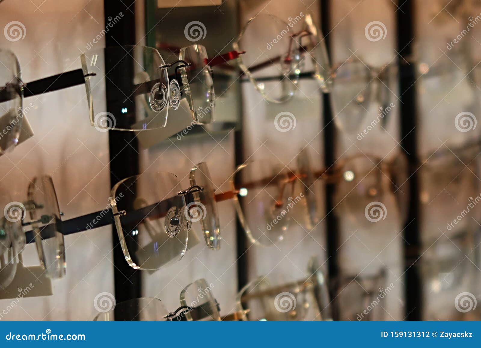 Eyeglasses Display On Glasses Stand On Shelves In Optical Store Royalty ...