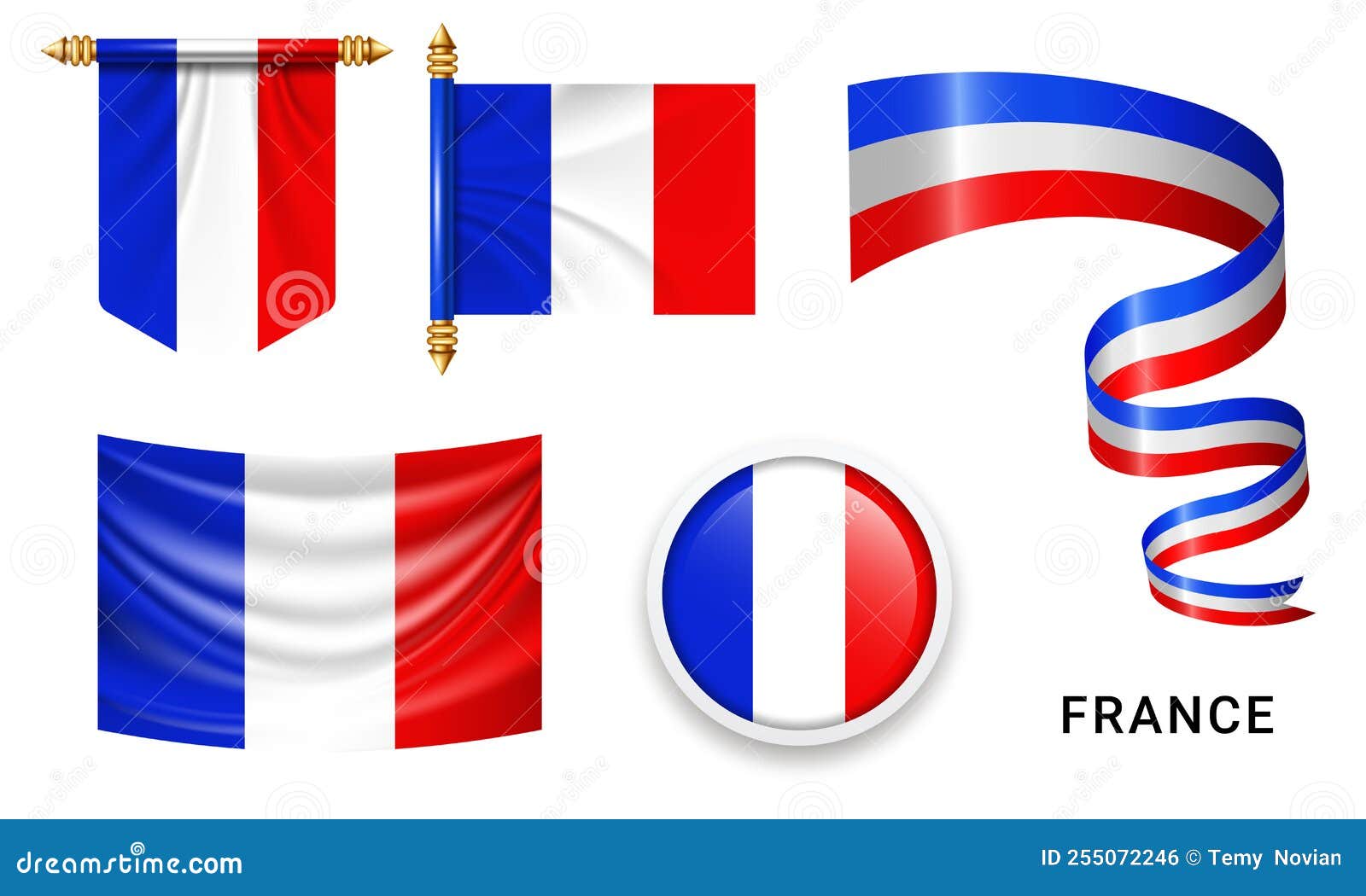 Various France Flags Set Isolated Stock Illustration - Illustration of ...