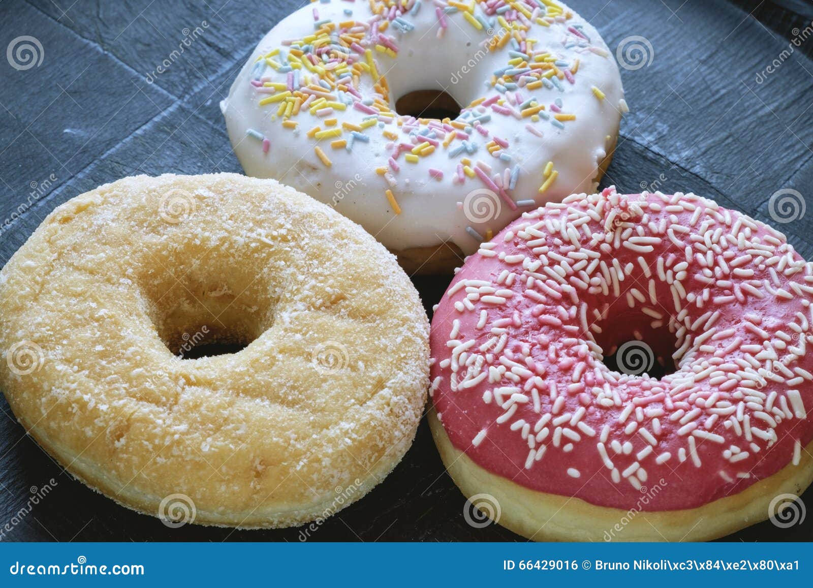 Various Fresh Donuts Landscape Side Stock Photo - Image of sweet, icing ...