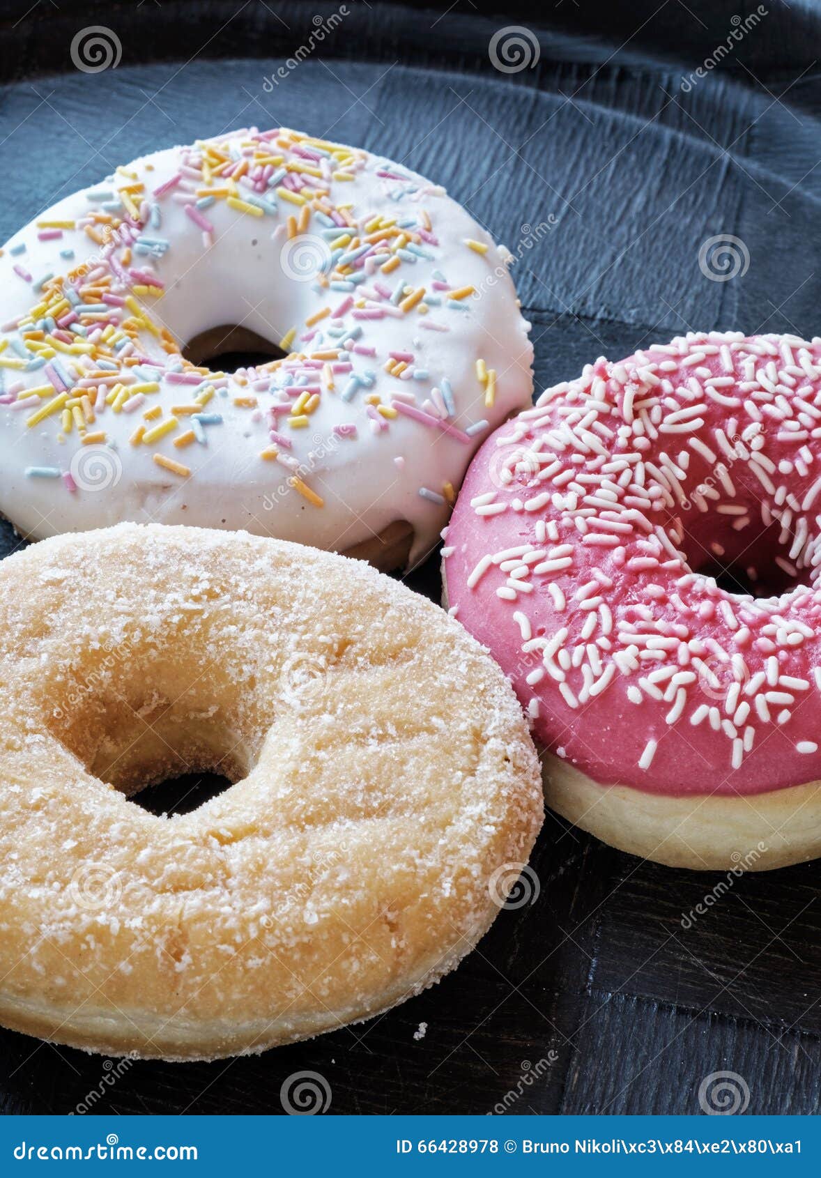 Various Fresh Donuts Portrait Side Stock Photo - Image of tasty, icing ...