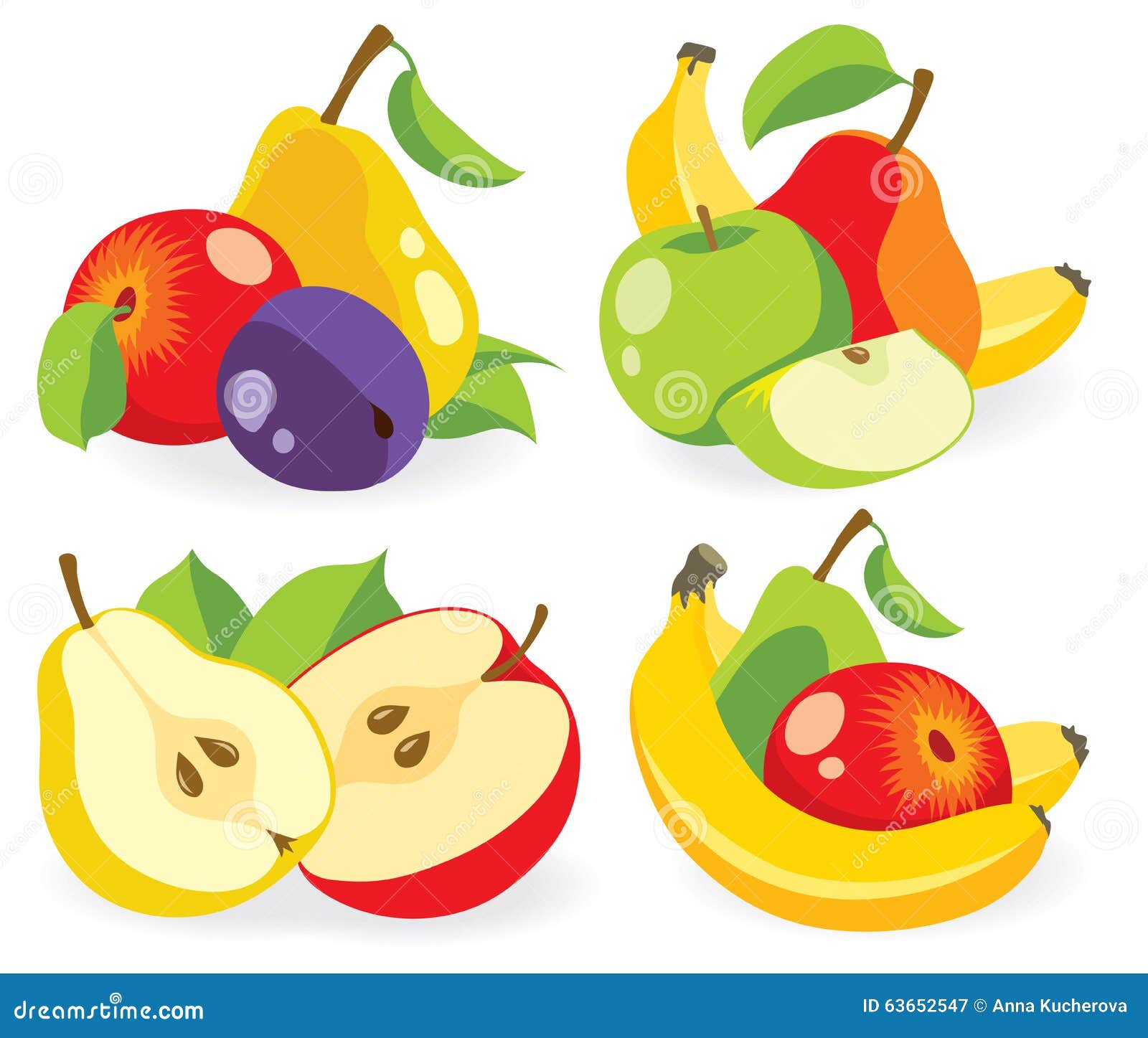 Various Fresh Fruits Vector Collection Stock Vector - Illustration of ...
