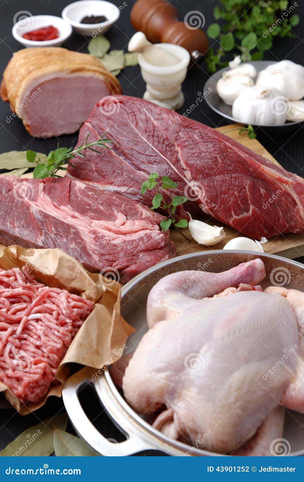 Various Fresh Meats stock photo. Image of meat, spice - 43901252