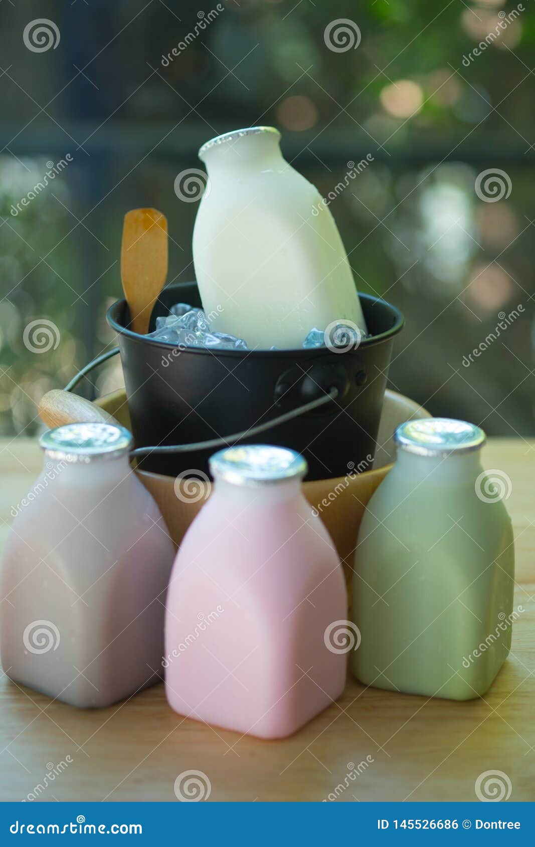 Various of Fresh Milk Flavor in Bottles Stock Photo - Image of beverage ...