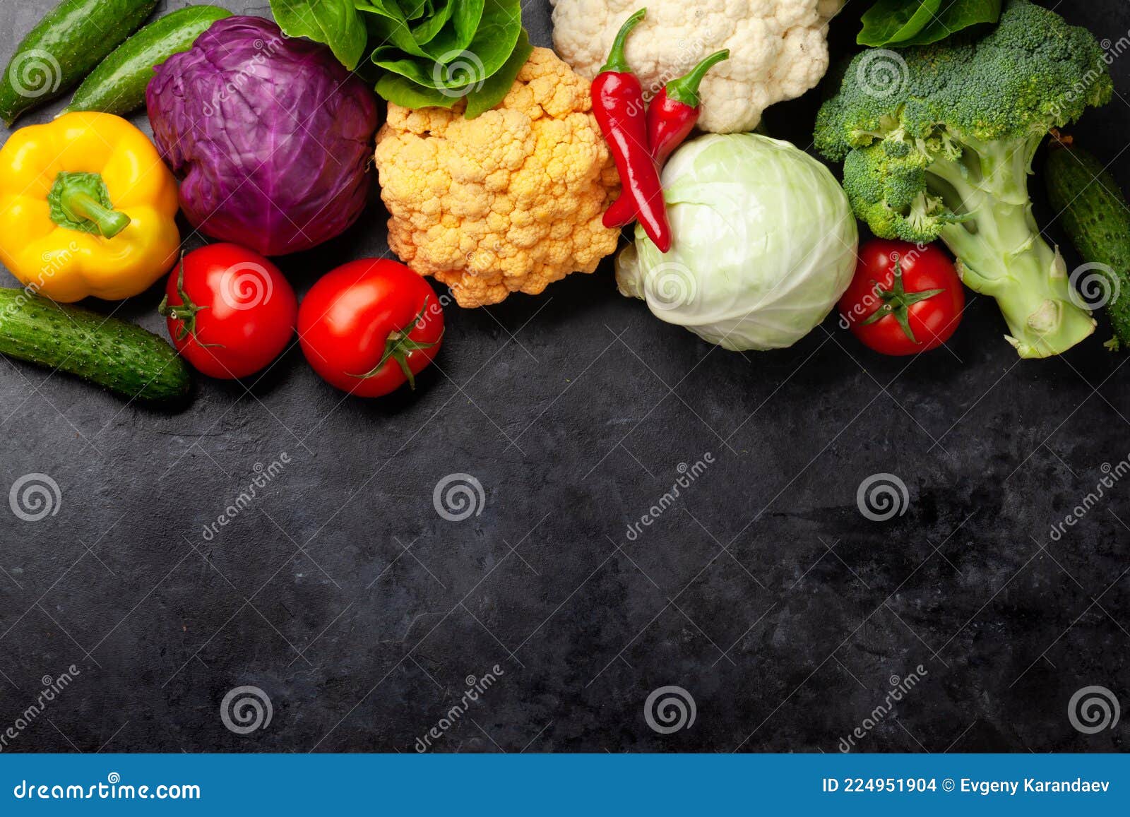 Various Fresh Vegetables on Kitchen Table Stock Photo - Image of ...