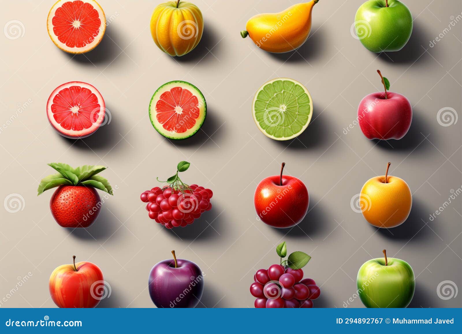 Various Fruit 3D Icons, Visually Distinct and Easily Recognizable Stock ...