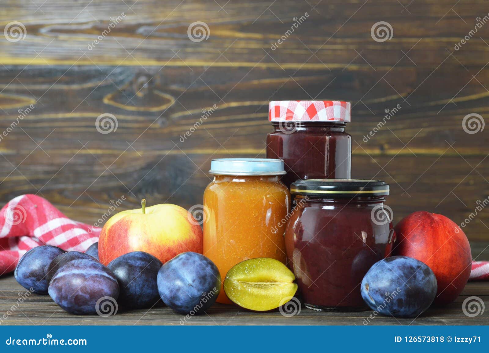 Fruit Jam Jars and Fresh Fruits Stock Photo - Image of ripe, ingredient ...