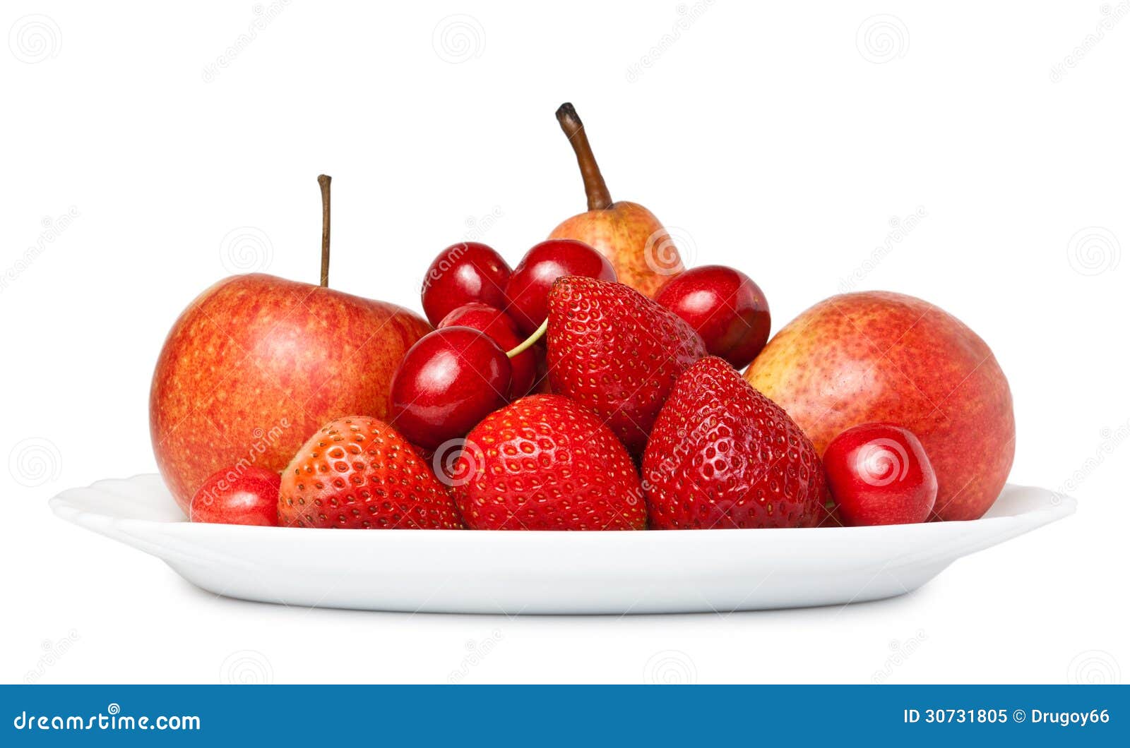 Various Fruit on a Plate. Side View Stock Image - Image of berry ...