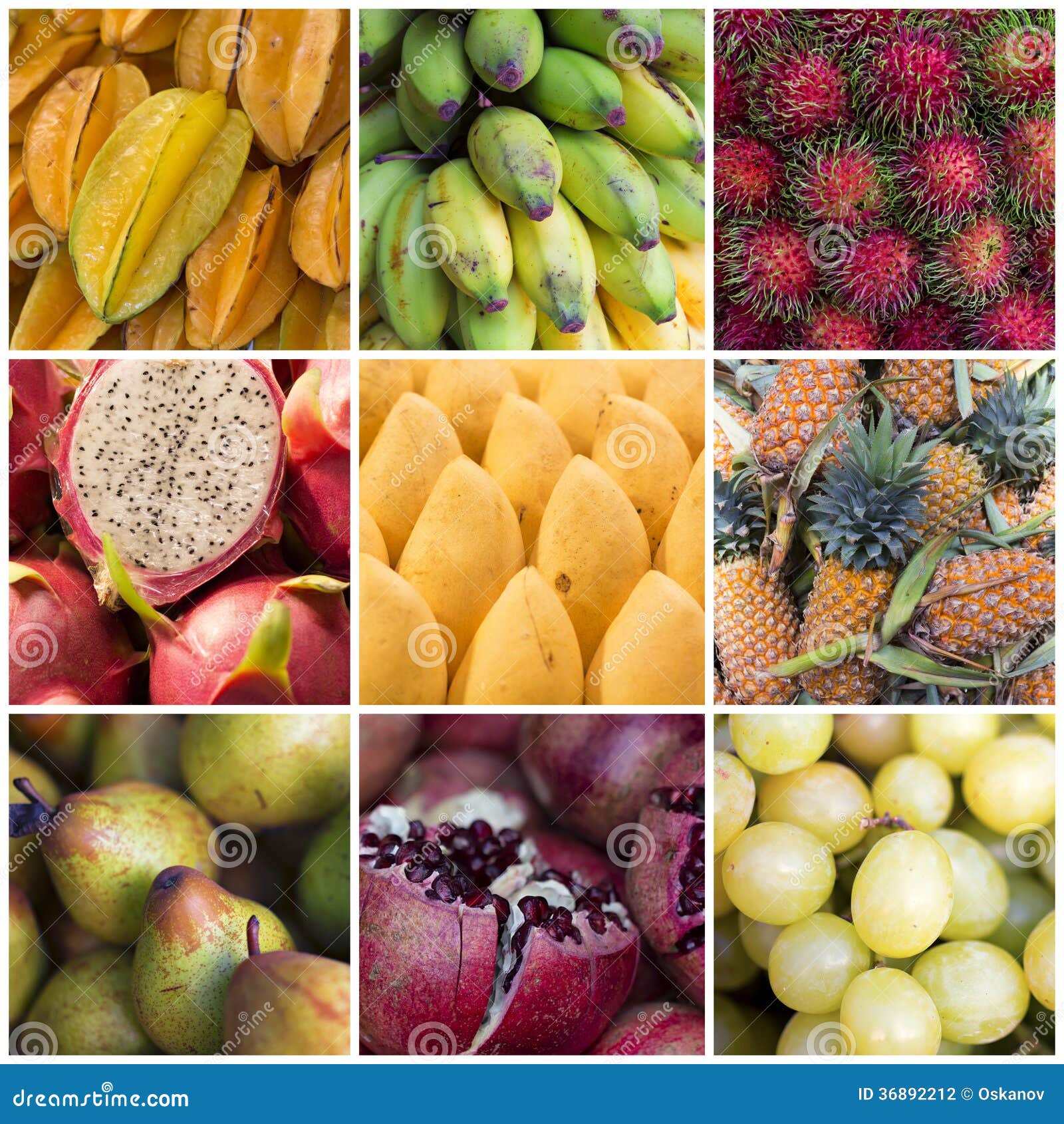 Various Fruits Collage stock photo. Image of carambola - 36892212