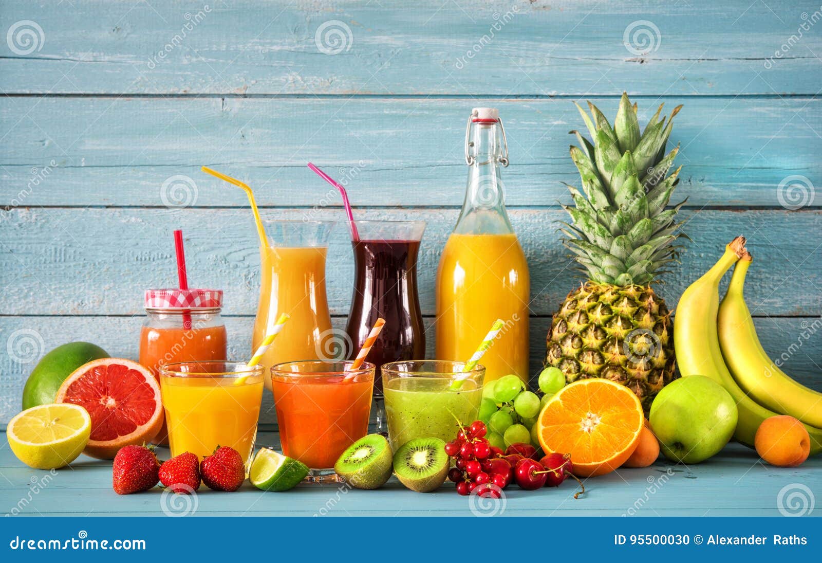 Various fruits juices stock photo. Image of detox, banner - 95500030