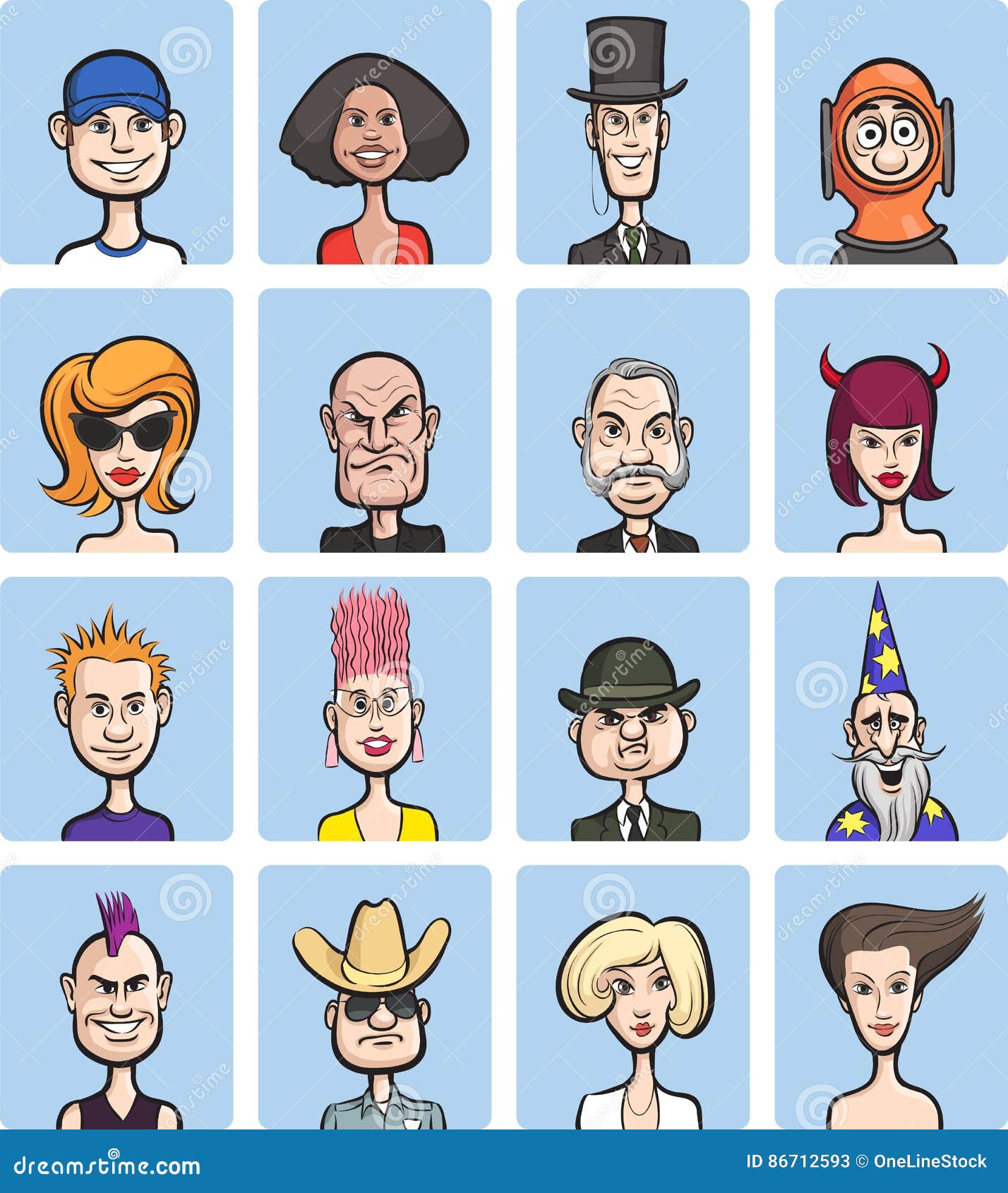 Various Funny Vector Faces Collection Stock Vector - Illustration of ...