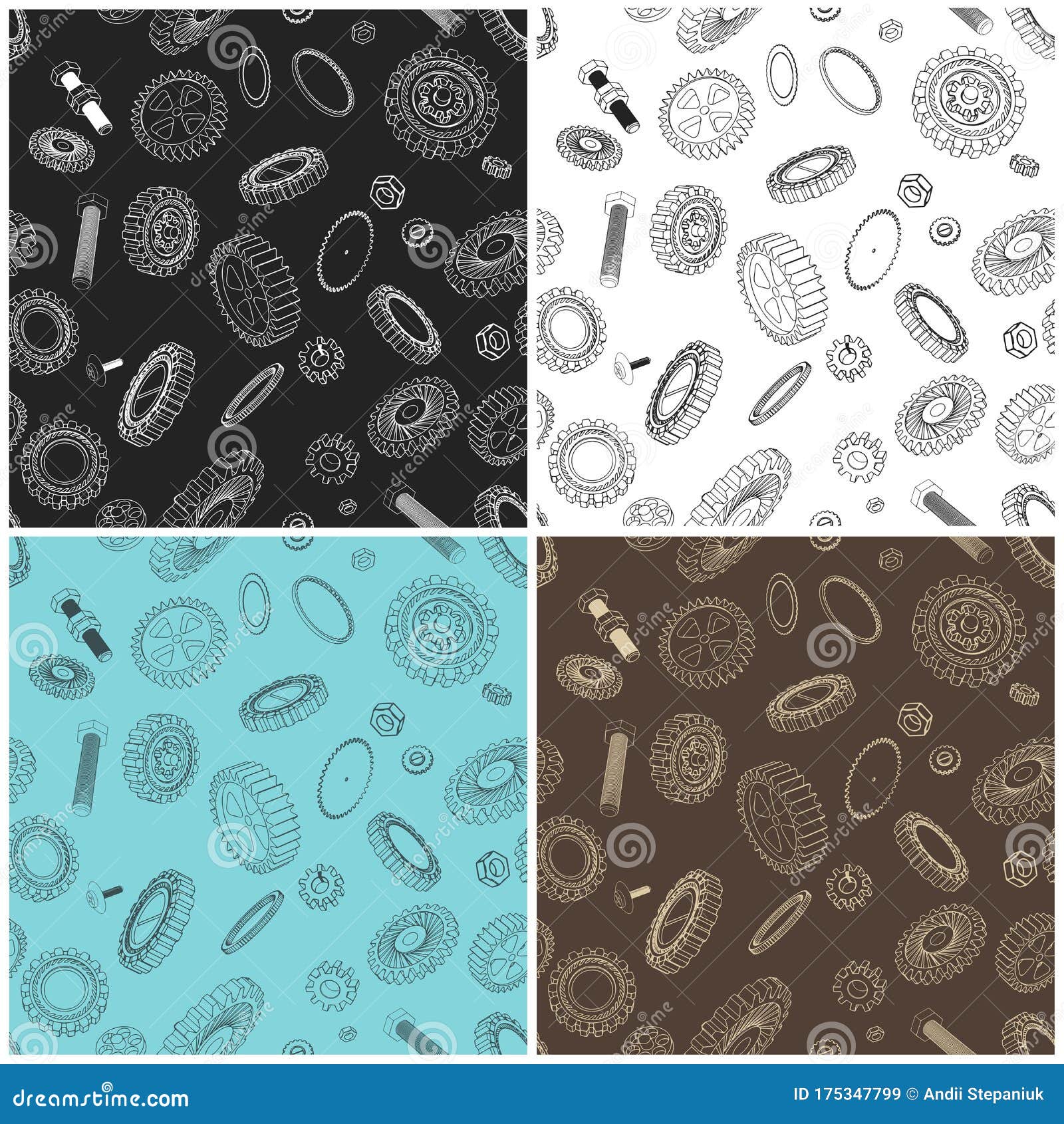 Various gears pattern stock vector. Illustration of abstract - 175347799