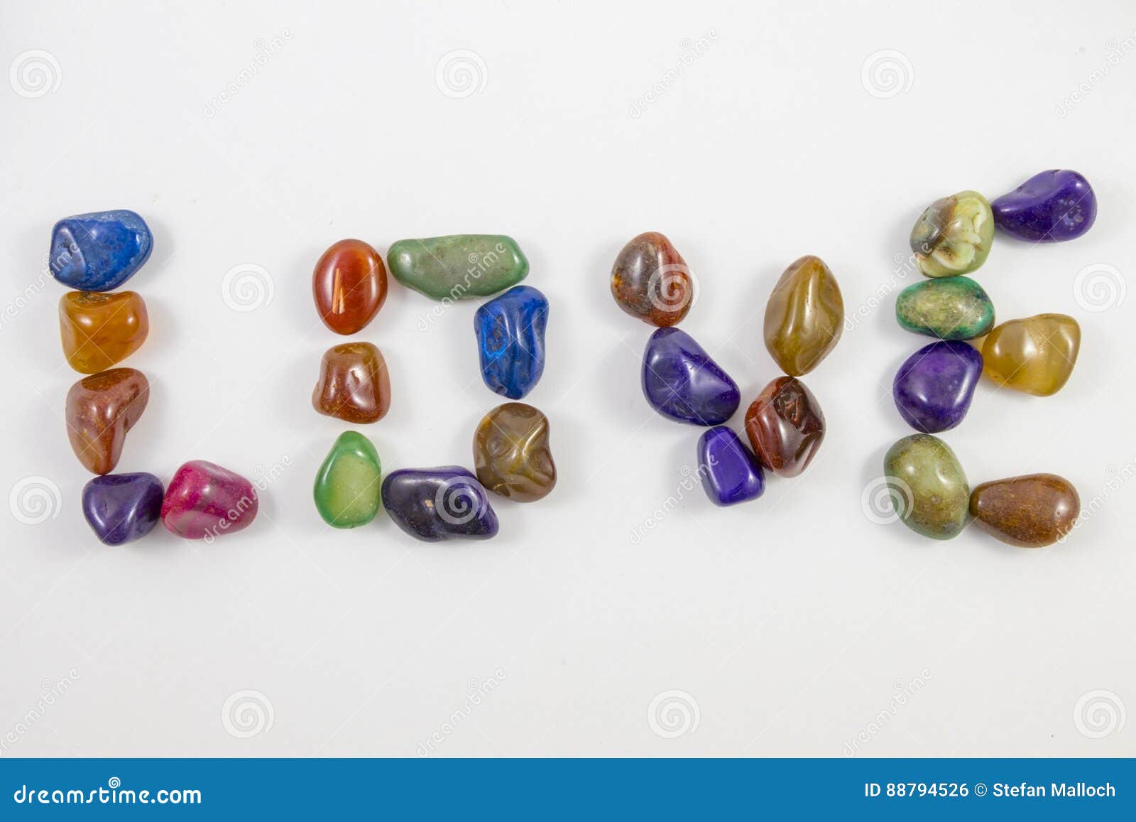 Various Gems and Crystals Spelling Love Stock Photo - Image of bright ...