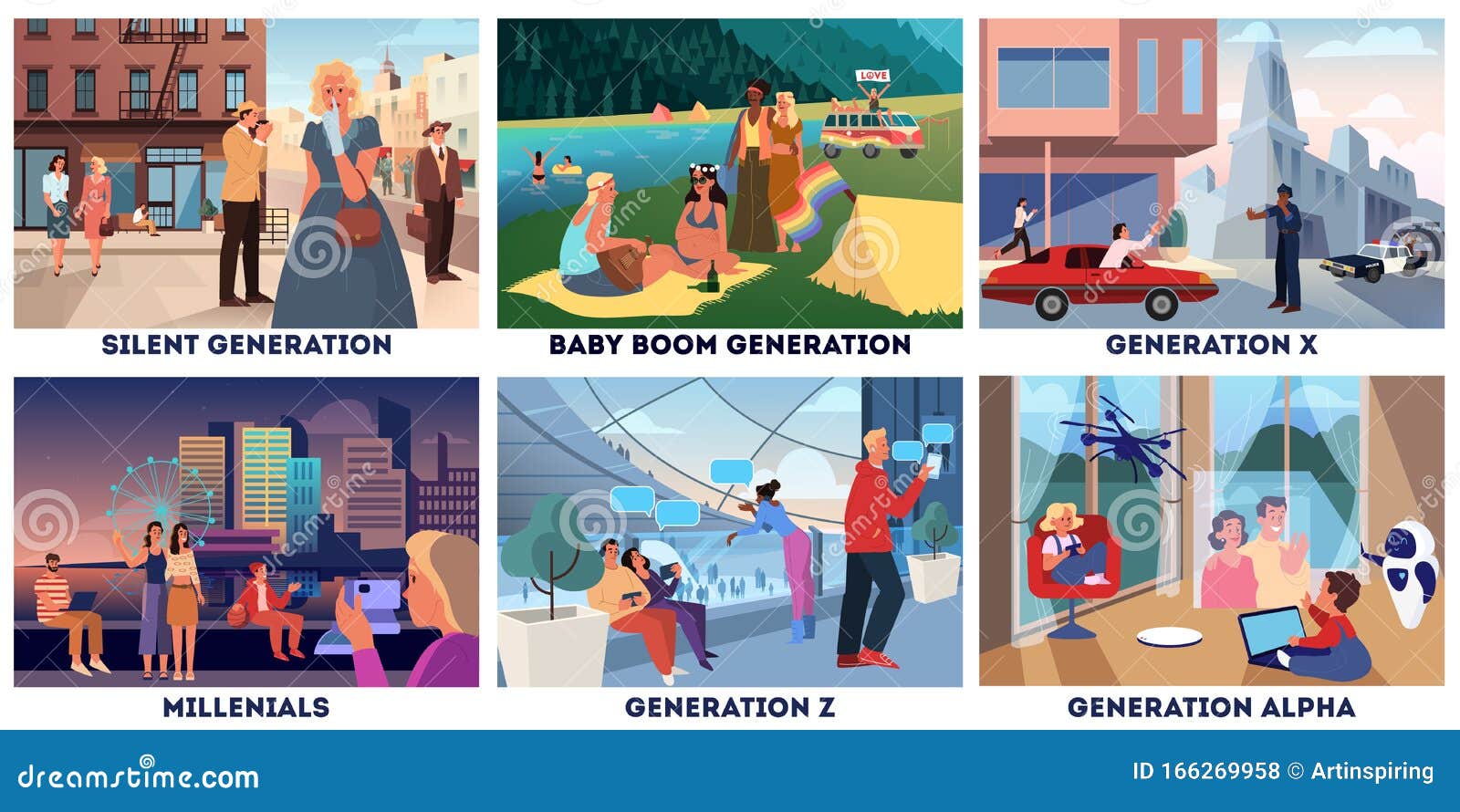 Men Generations Cartoon Vector 50363353