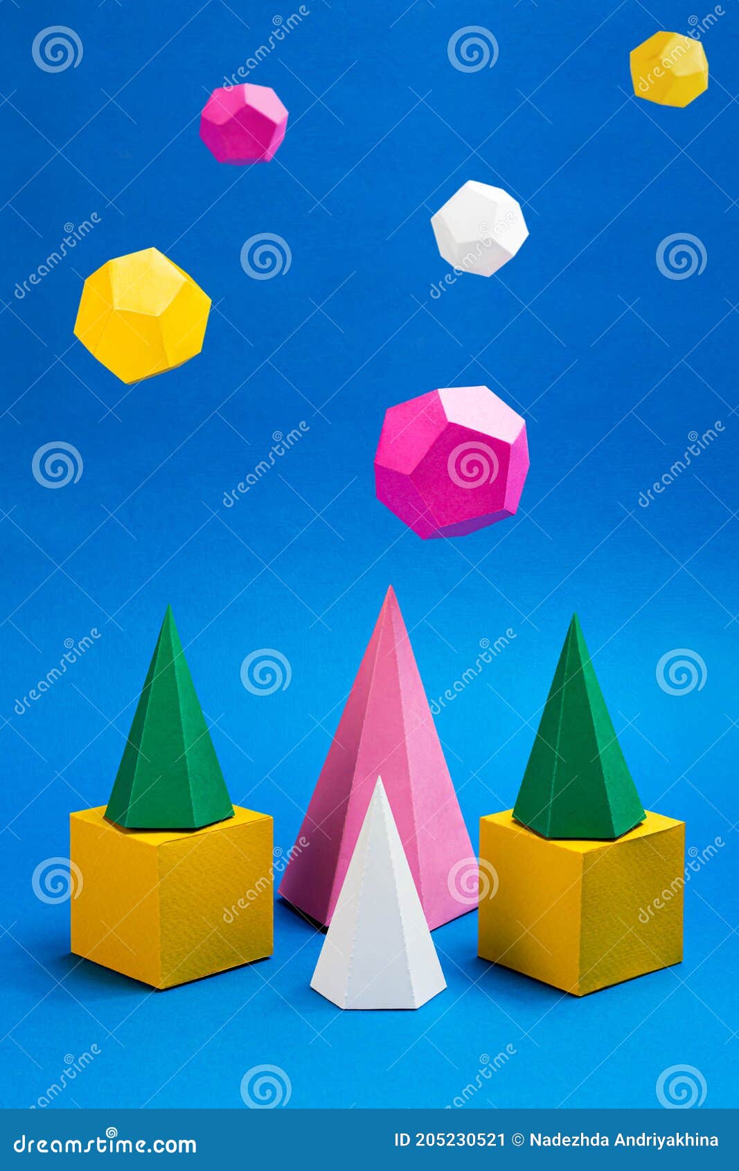 Various Geometric Shapes Made from Paper Stock Image - Image of cube ...