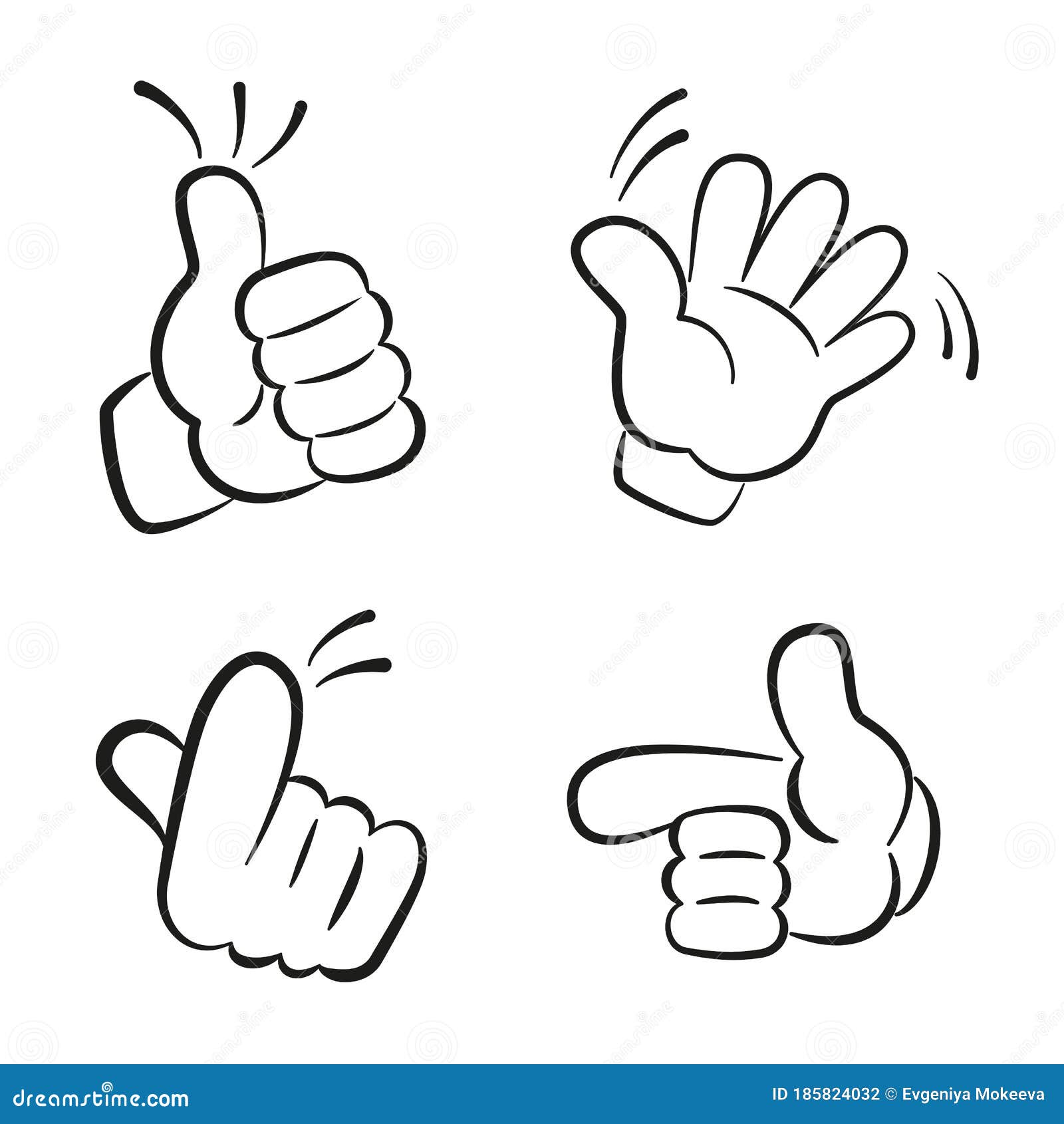 Various Gestures of Cartoon Human Hands Stock Vector - Illustration of ...