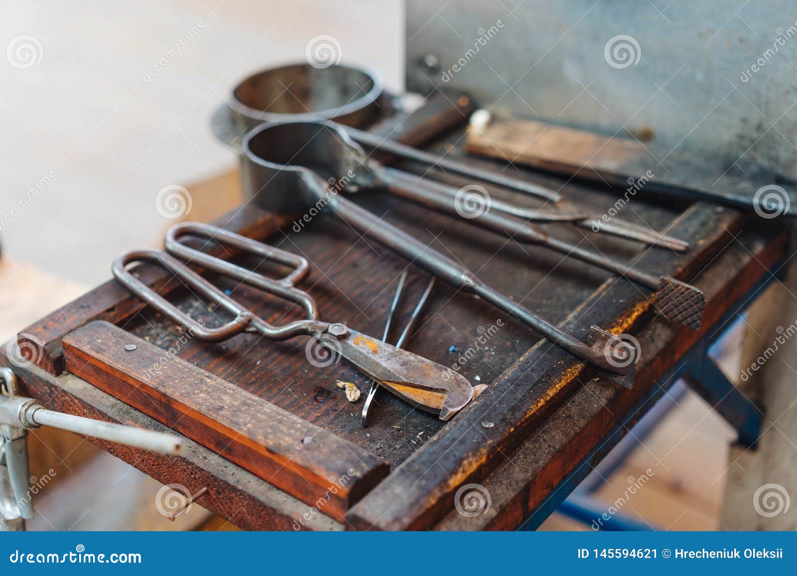 Various Glass Blowing Old Tools, Close View Stock Image - Image of ...