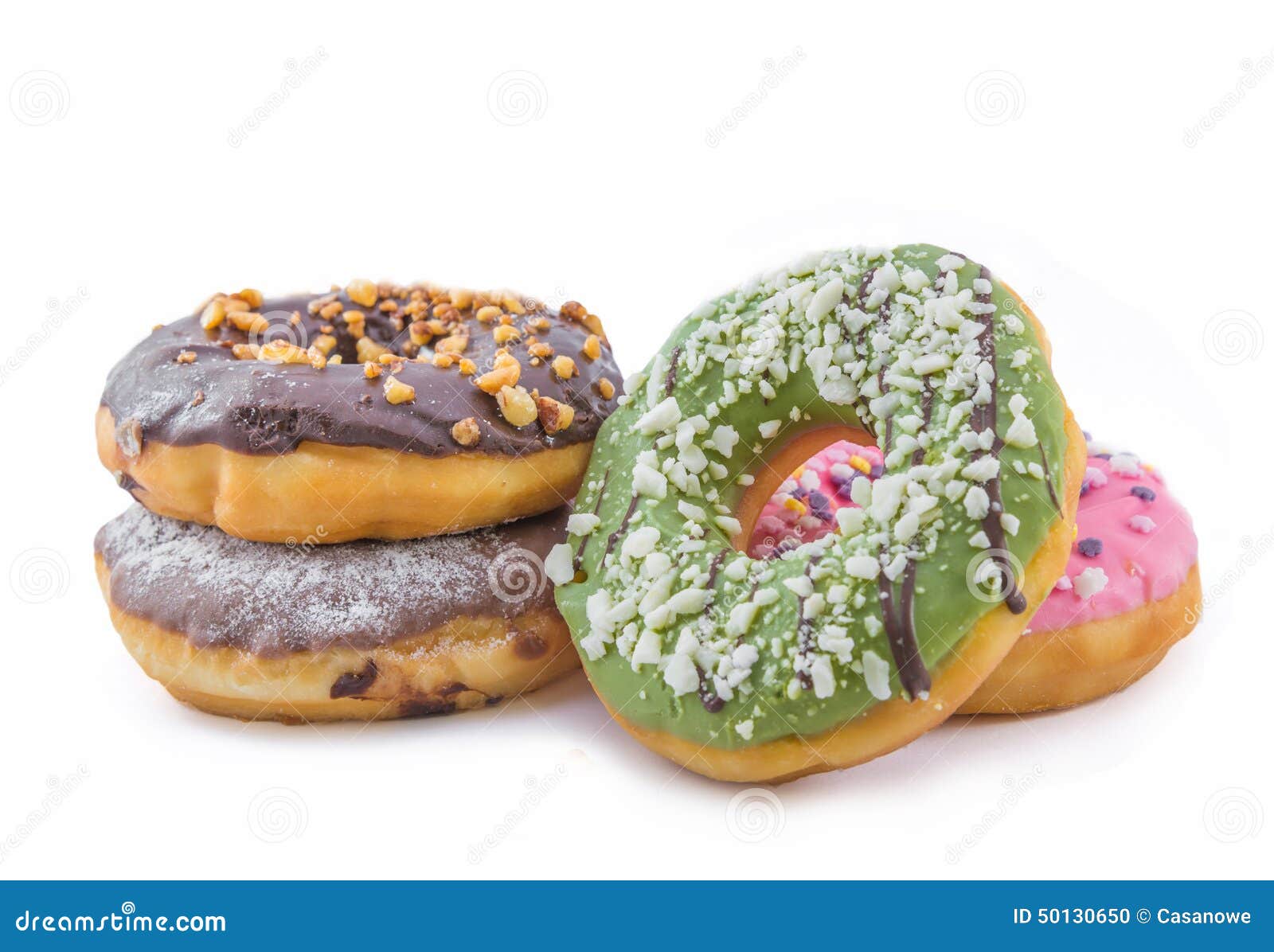 Various Glazed Donuts Isolate on White Background Stock Photo - Image ...