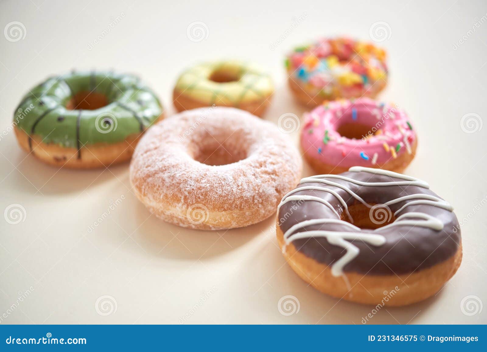Various Glazed Donuts Isolated on White Background Stock Image - Image ...