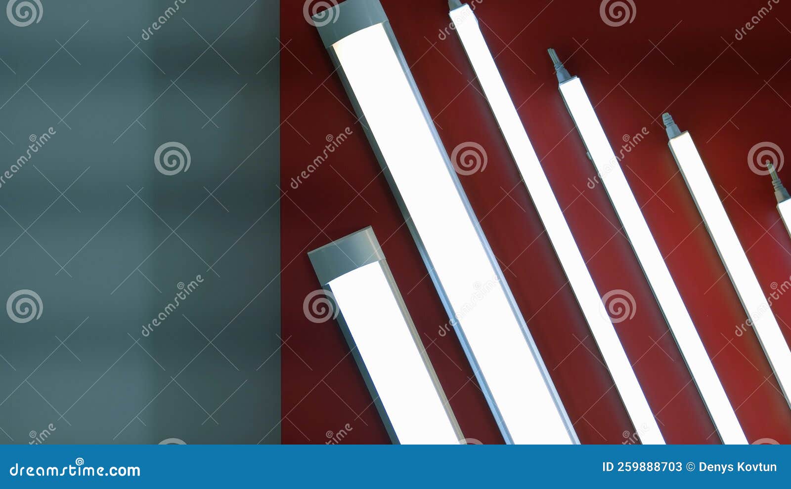 Various Glowing Horizontal Lamps on the Red Ceiling. Stock Illustration ...