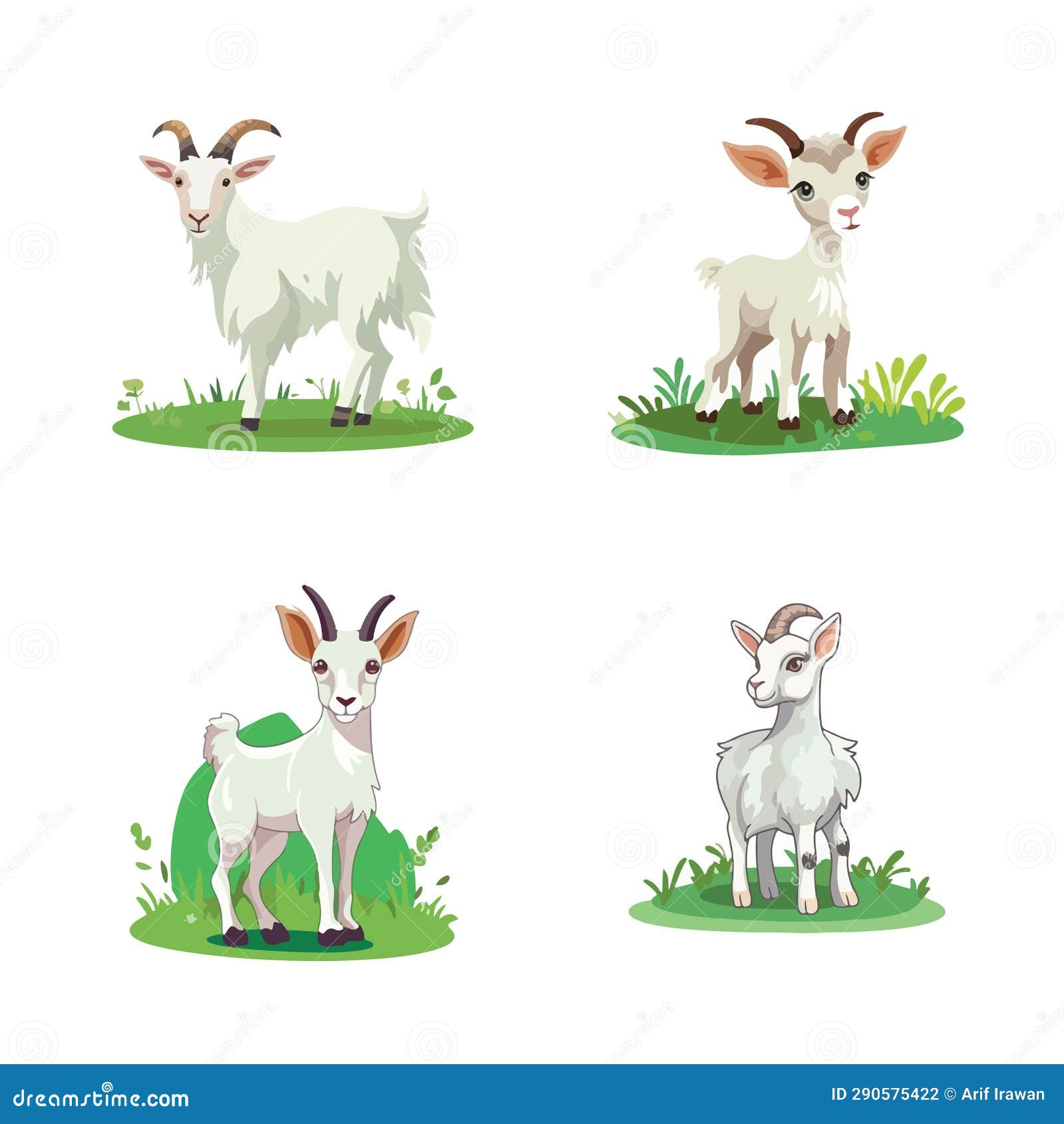 Set of Different Goats Vector Illustration Stock Illustration ...