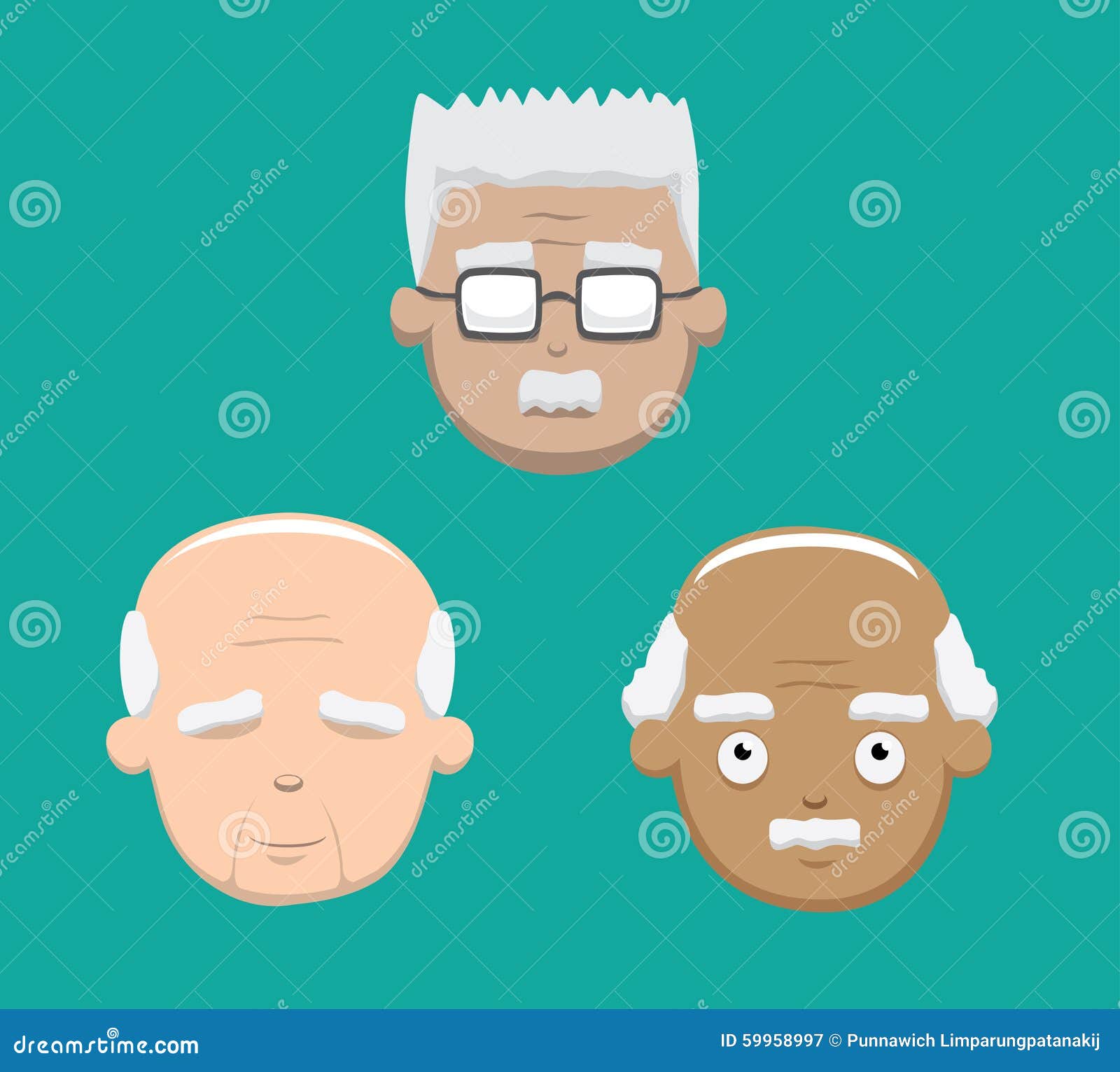 Various Grandpa Faces Vector Illustration Stock Vector - Illustration ...