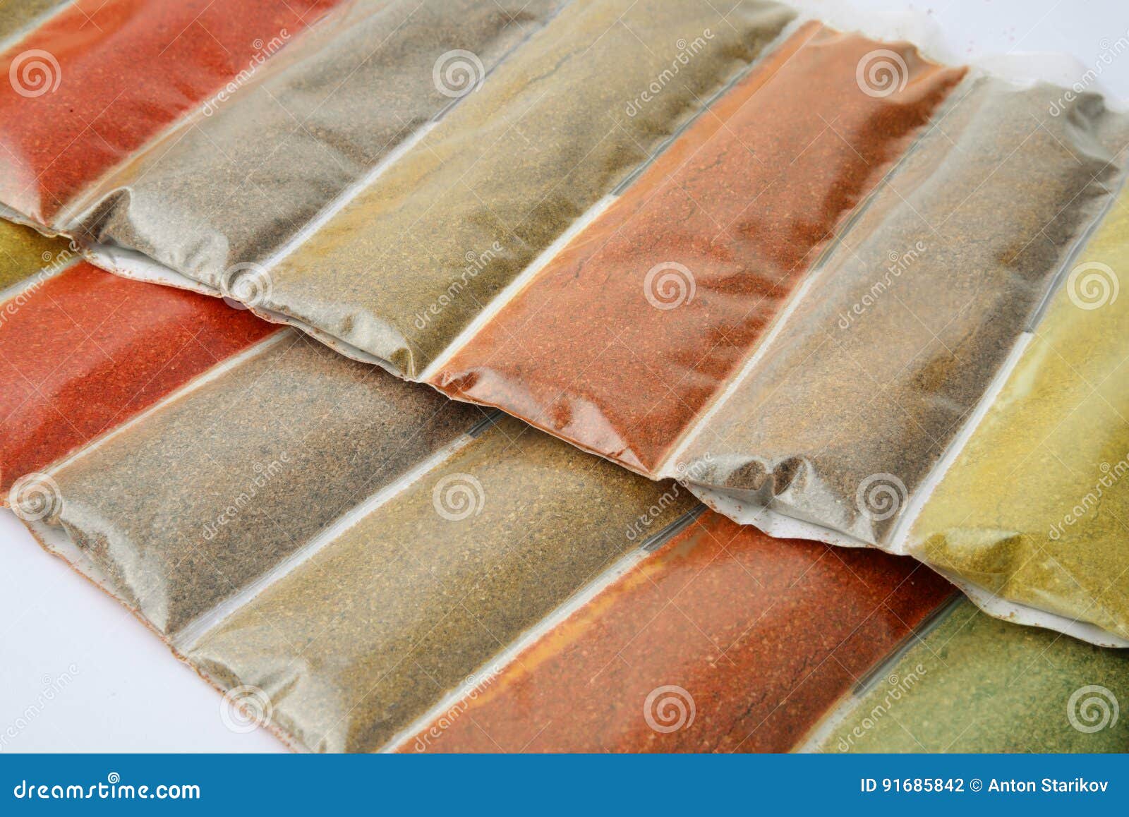 Various Ground Spices Packets Stock Photo - Image of group, packet ...