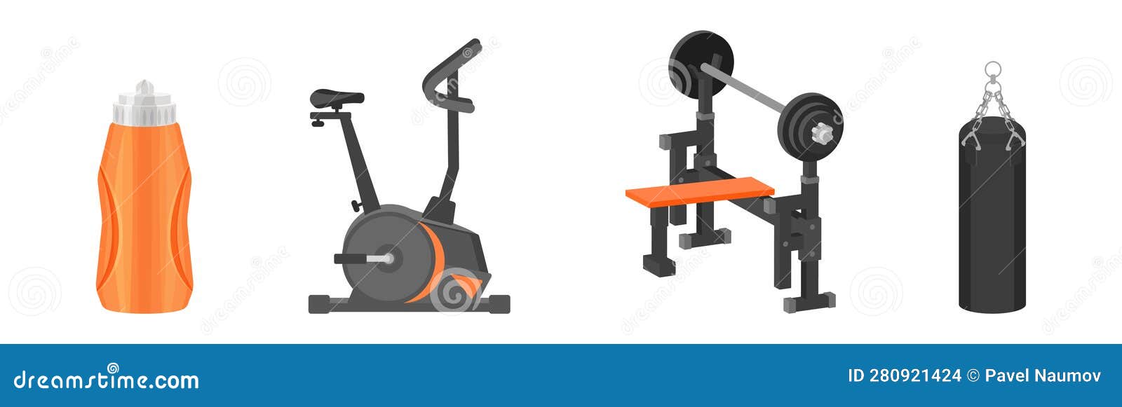 Various Gym Equipment and Training Apparatus Vector Set Stock Vector ...