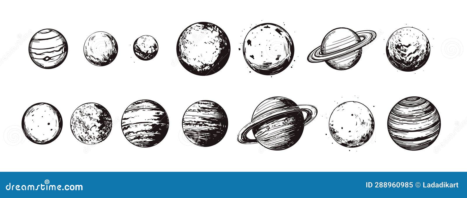 Various Hand Drawn Planets. Isolated Planet Sketch, Abstract Spheres in ...