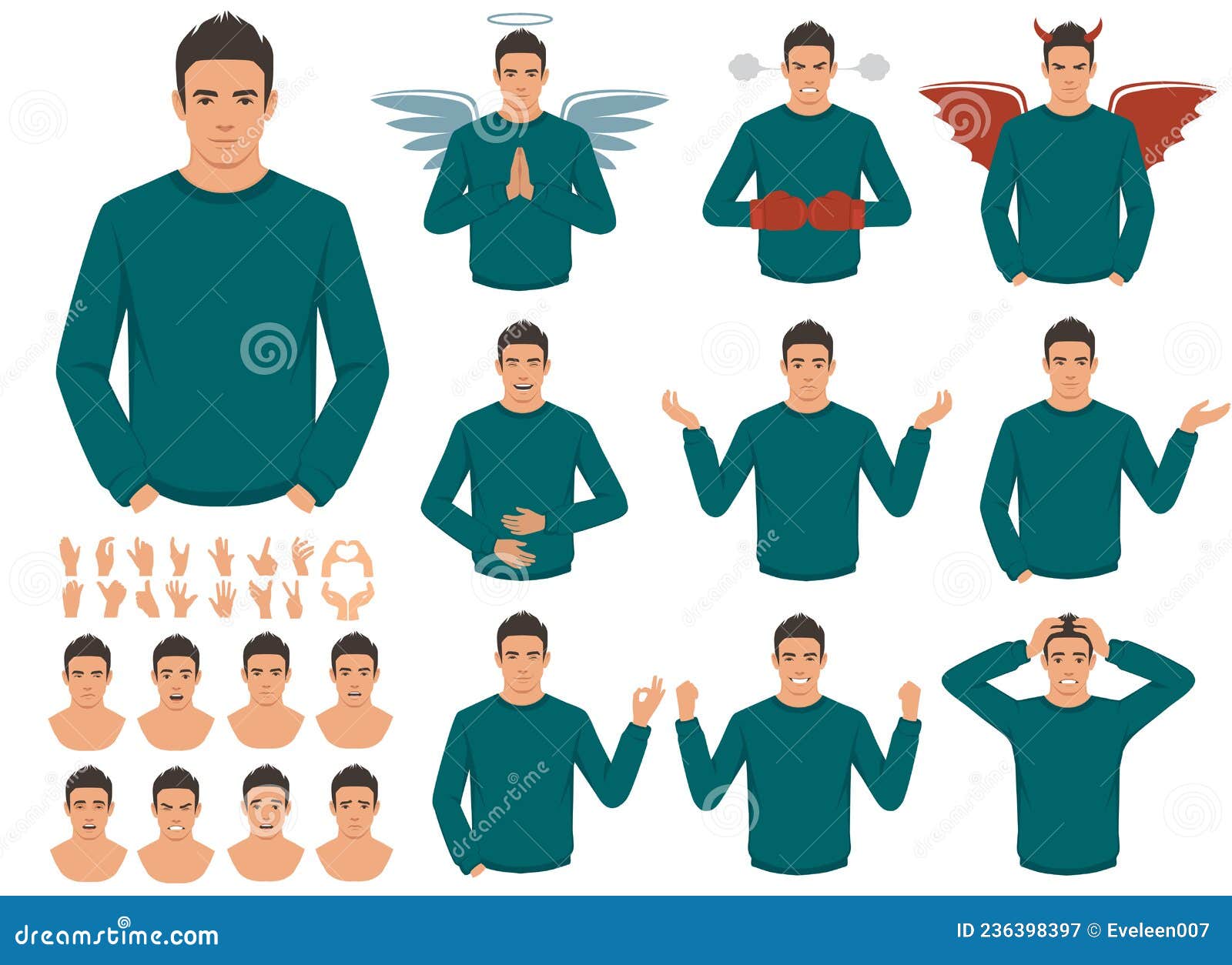 Various Hand Gestures And Expressions Vector Illustration Stock Vector Illustration Of