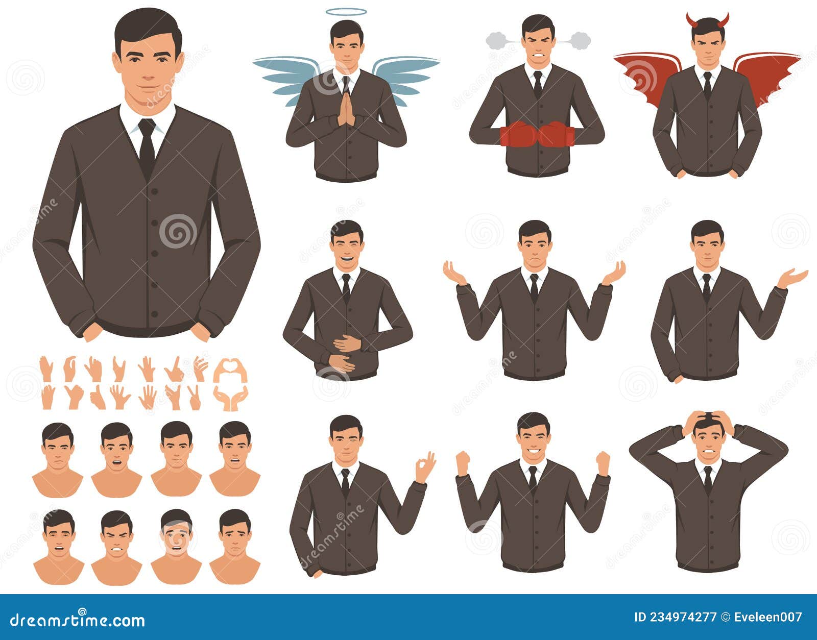 Various Hand Gestures and Expressions. Vector Illustration Stock Vector ...