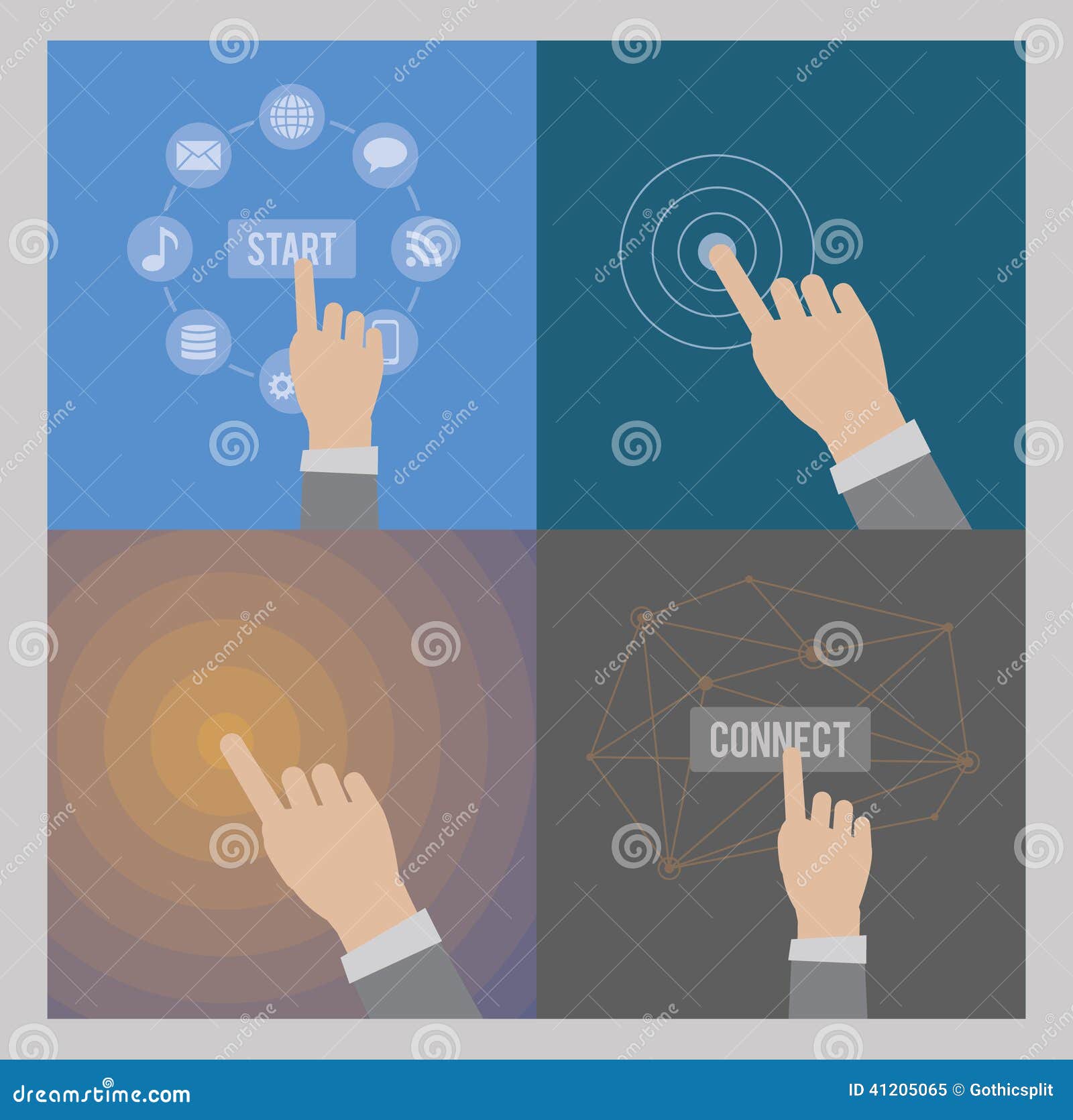 Various Hand Pressing Concepts Stock Vector - Illustration of graphic ...