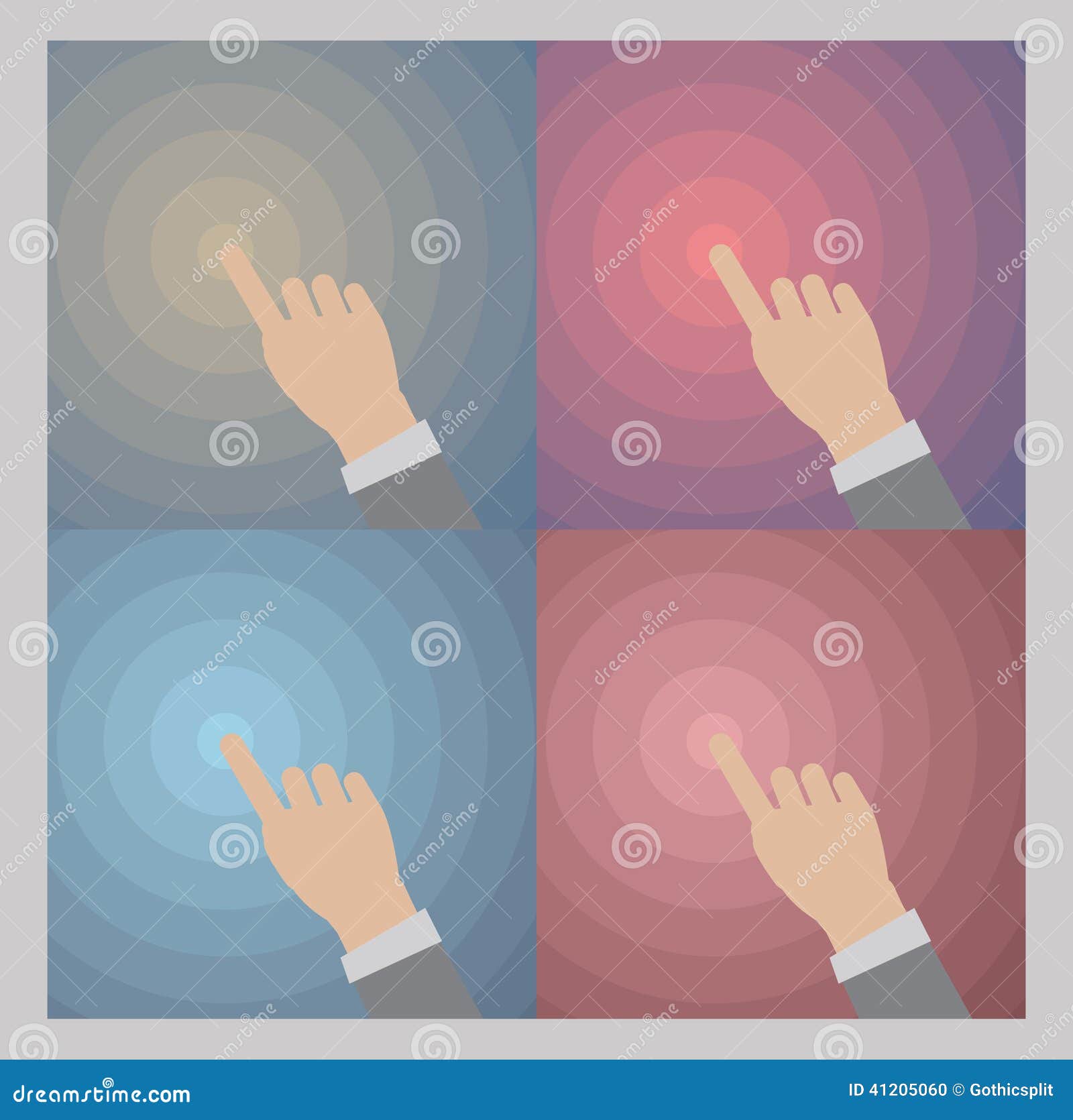 Various Hand Pressing Illustrations Stock Vector - Illustration of cmyk ...
