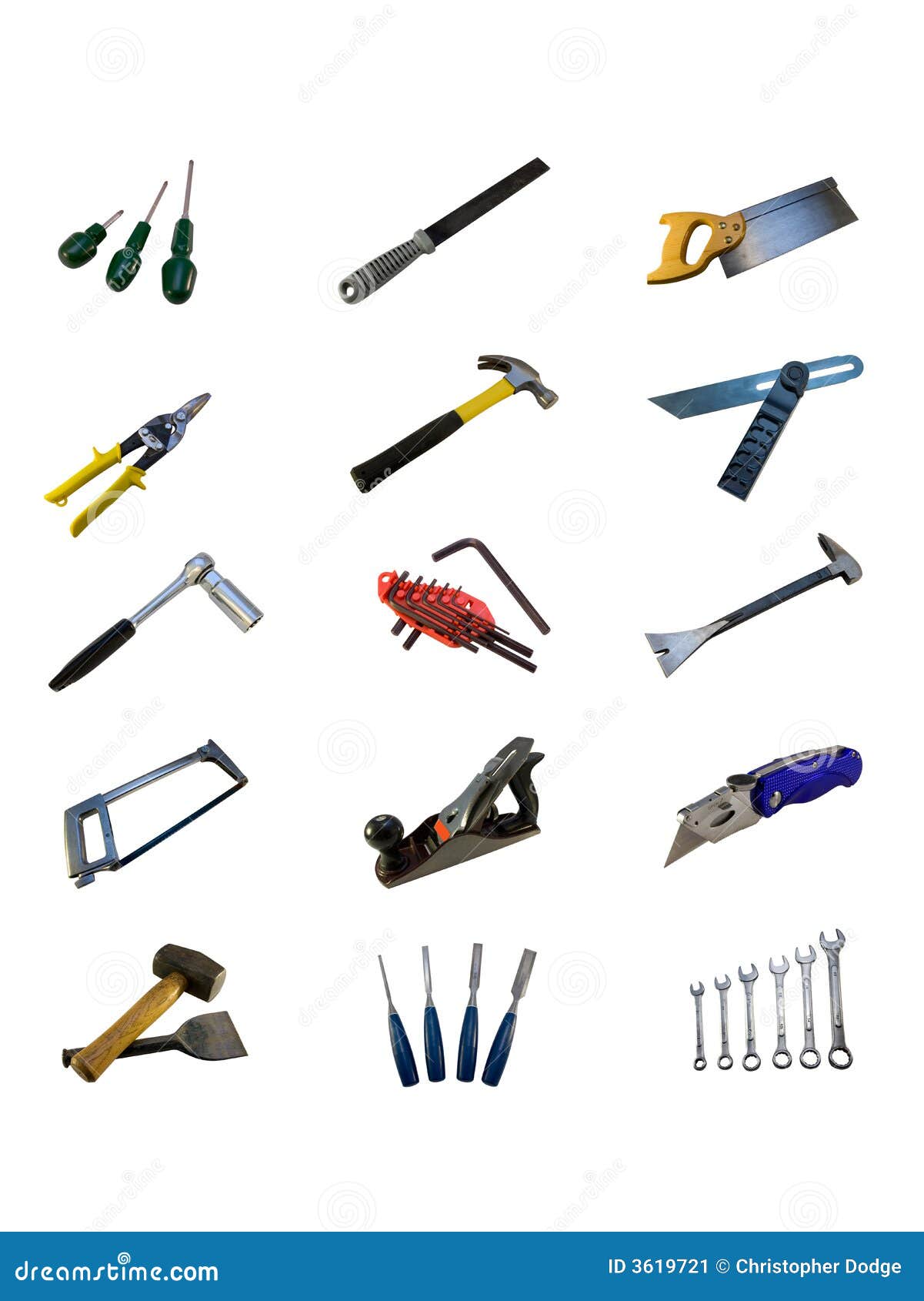Various Hand Tools Isolated on a White Background Stock Image - Image ...