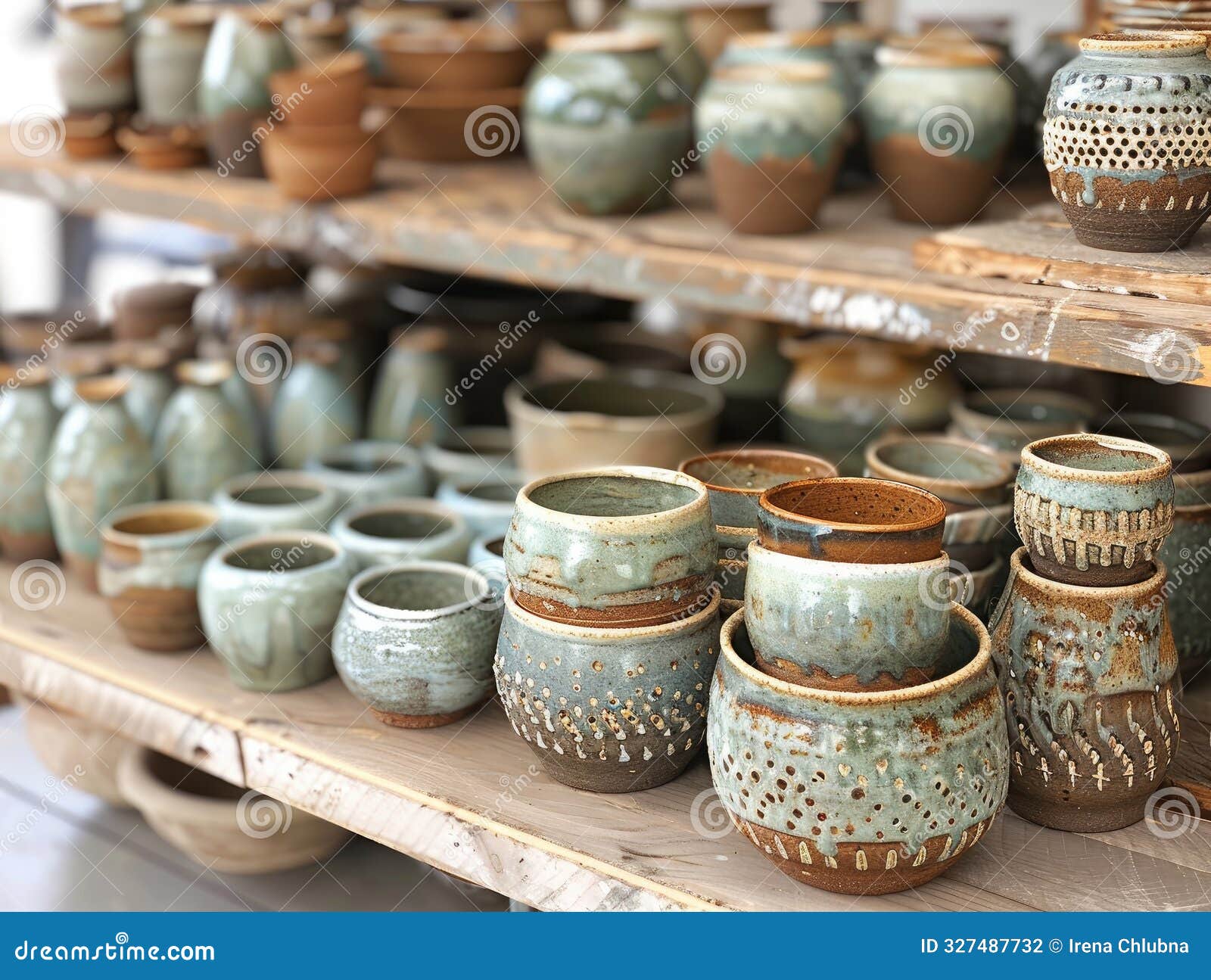 Various Handmade Ceramic Pots And Vases In Different Shapes And Colors ...