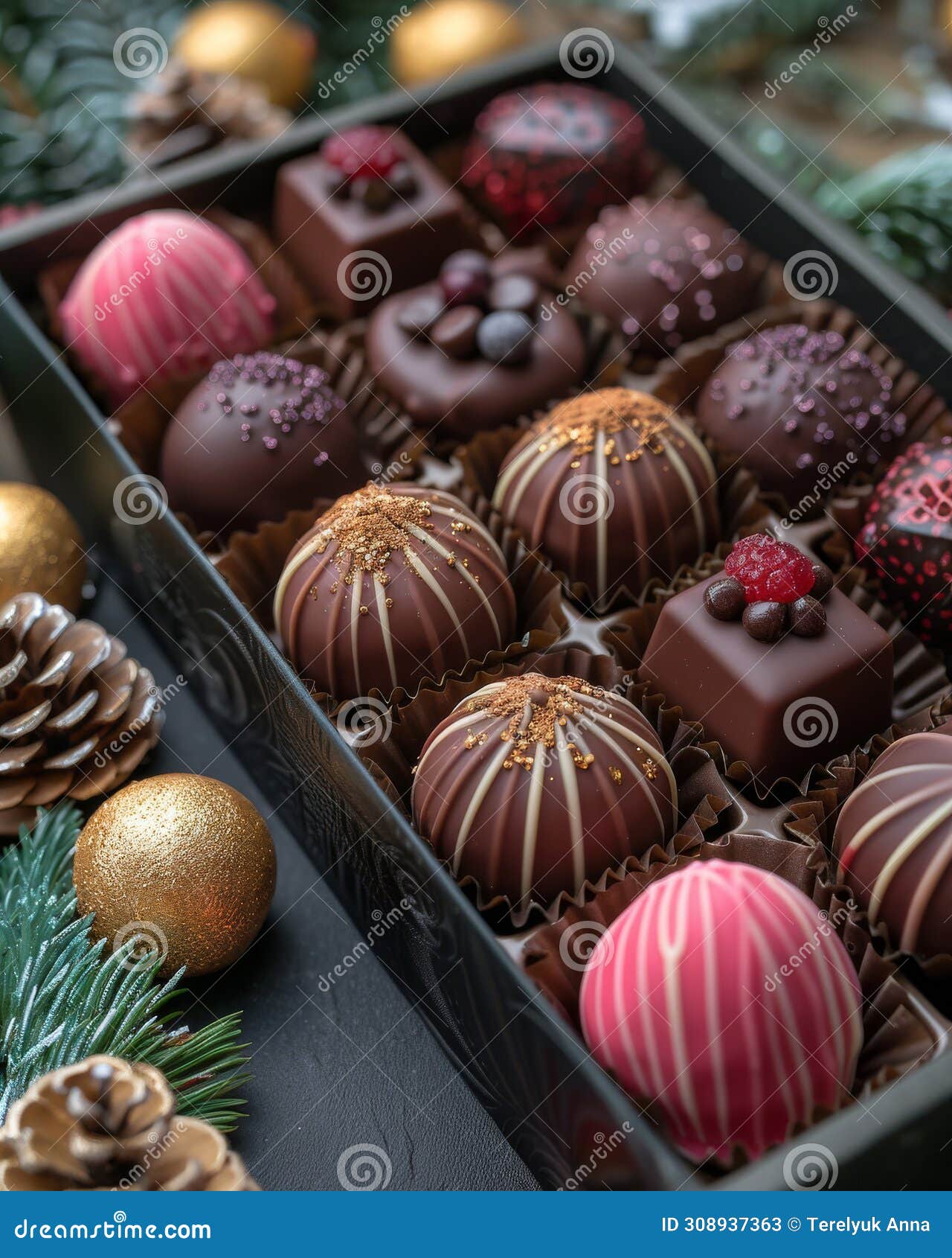 Various Handmade Chocolate Pralines in Box Stock Image - Image of sweet ...