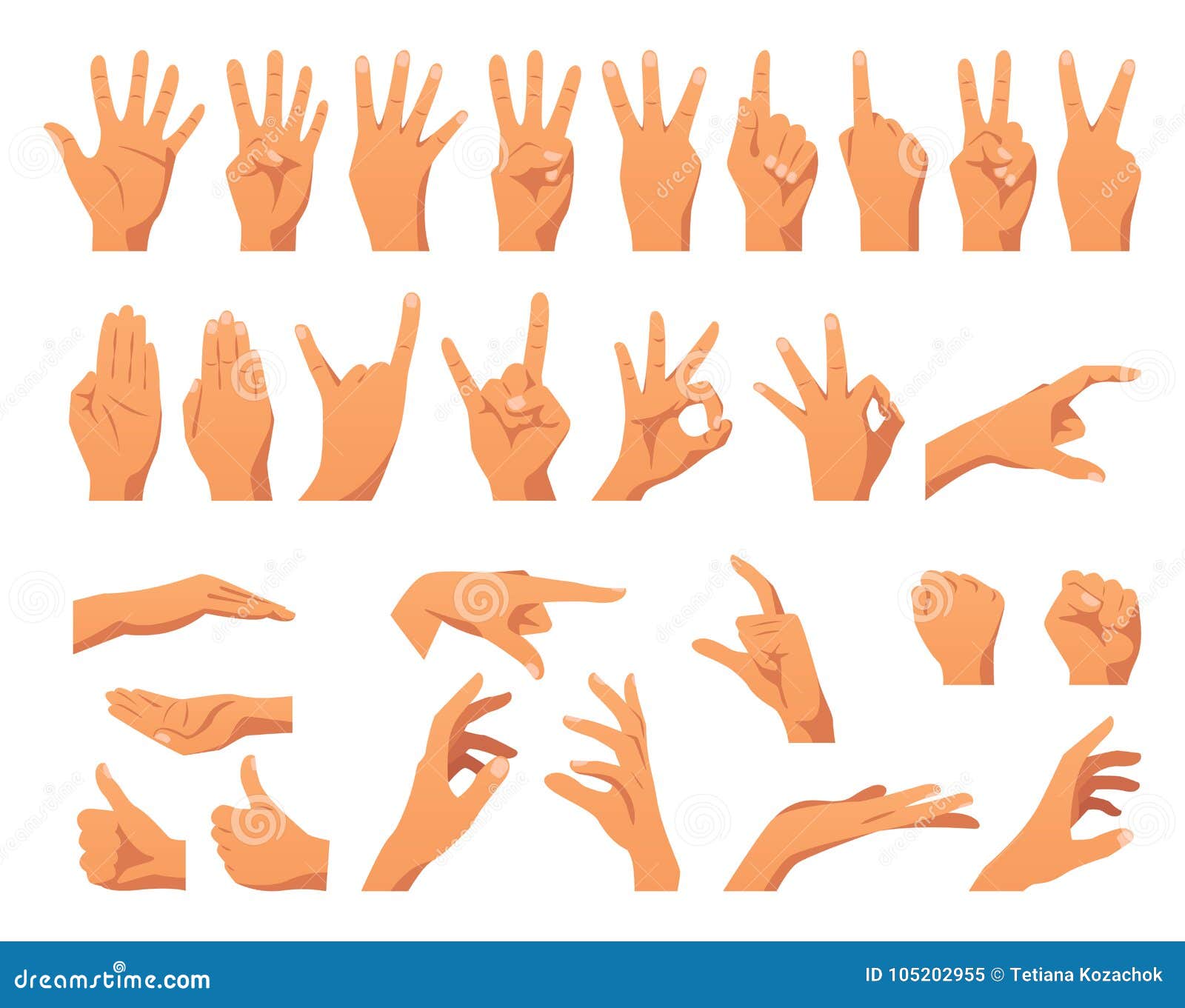 Various hands gestures stock vector. Illustration of good - 105202955