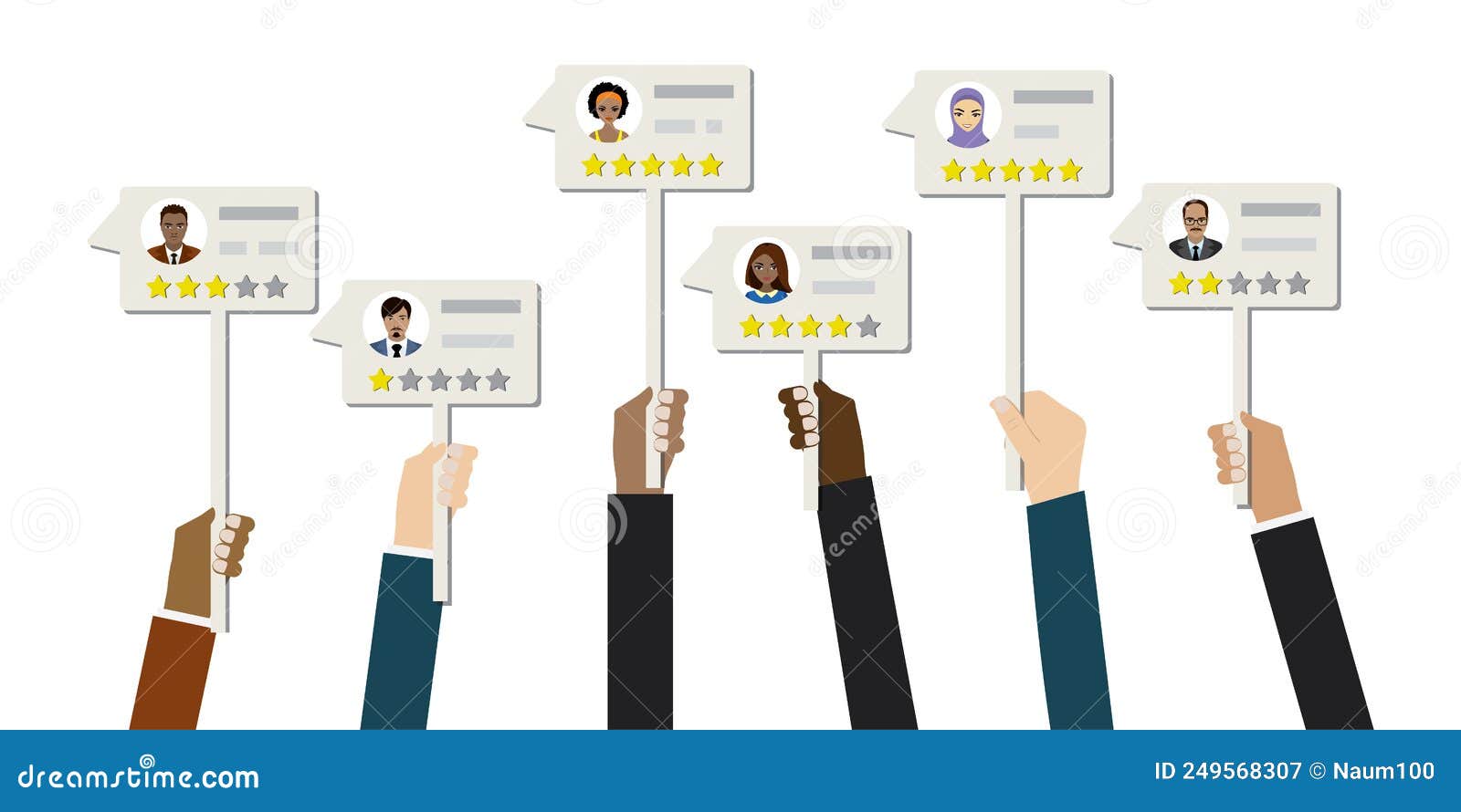 Various Hands Holding Messages Boards with Positive and Negative ...