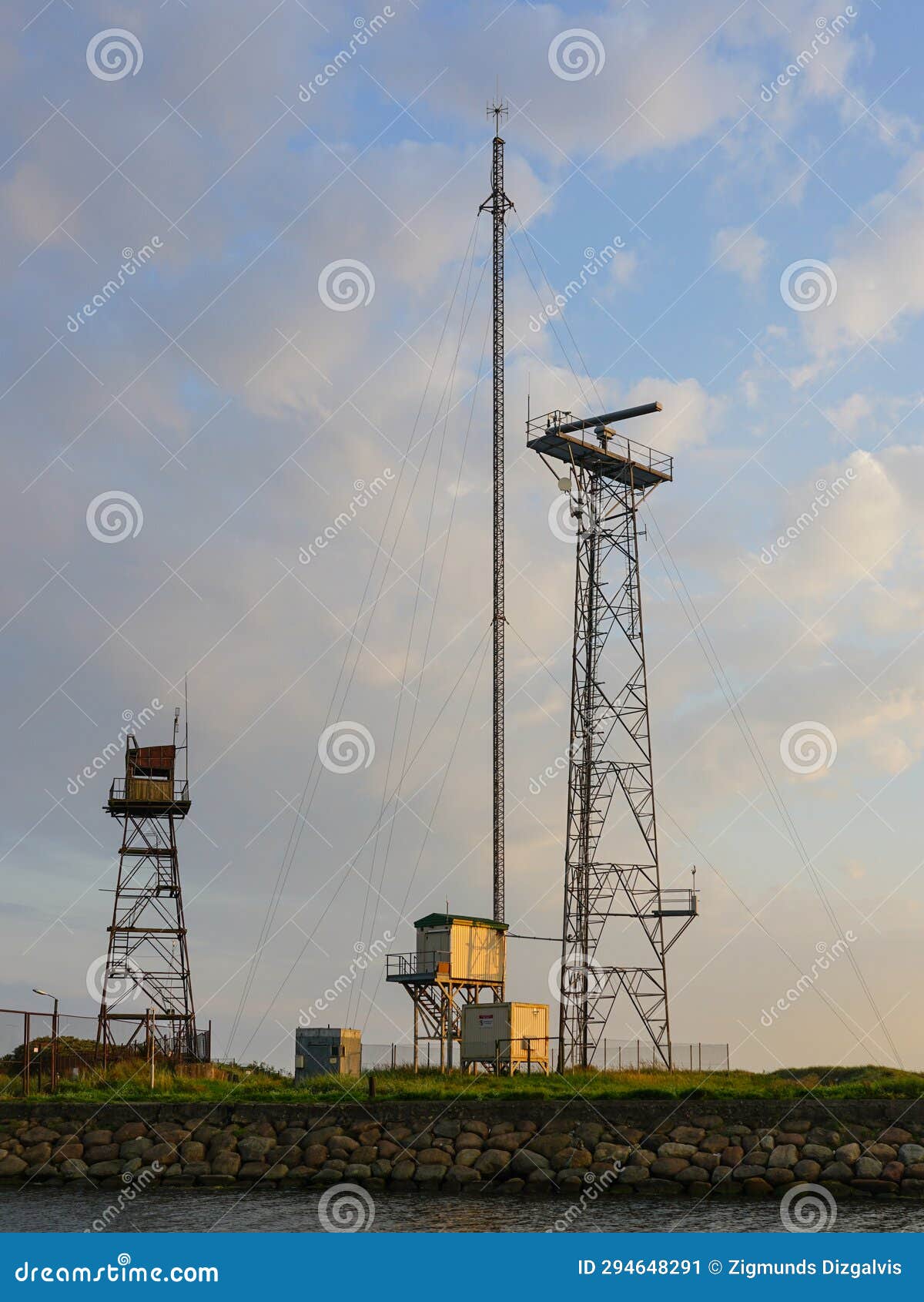 Various Harbor Communication Towers with Radar, Communication ...