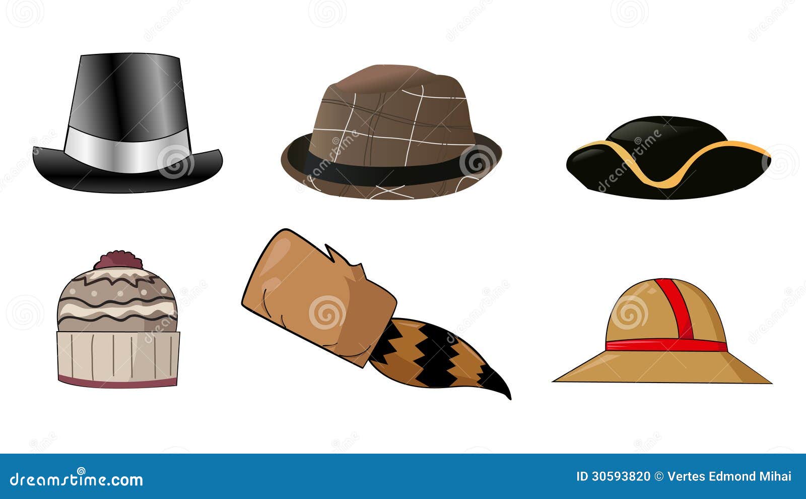 Various Hats Cartoon Vector | CartoonDealer.com #5220007