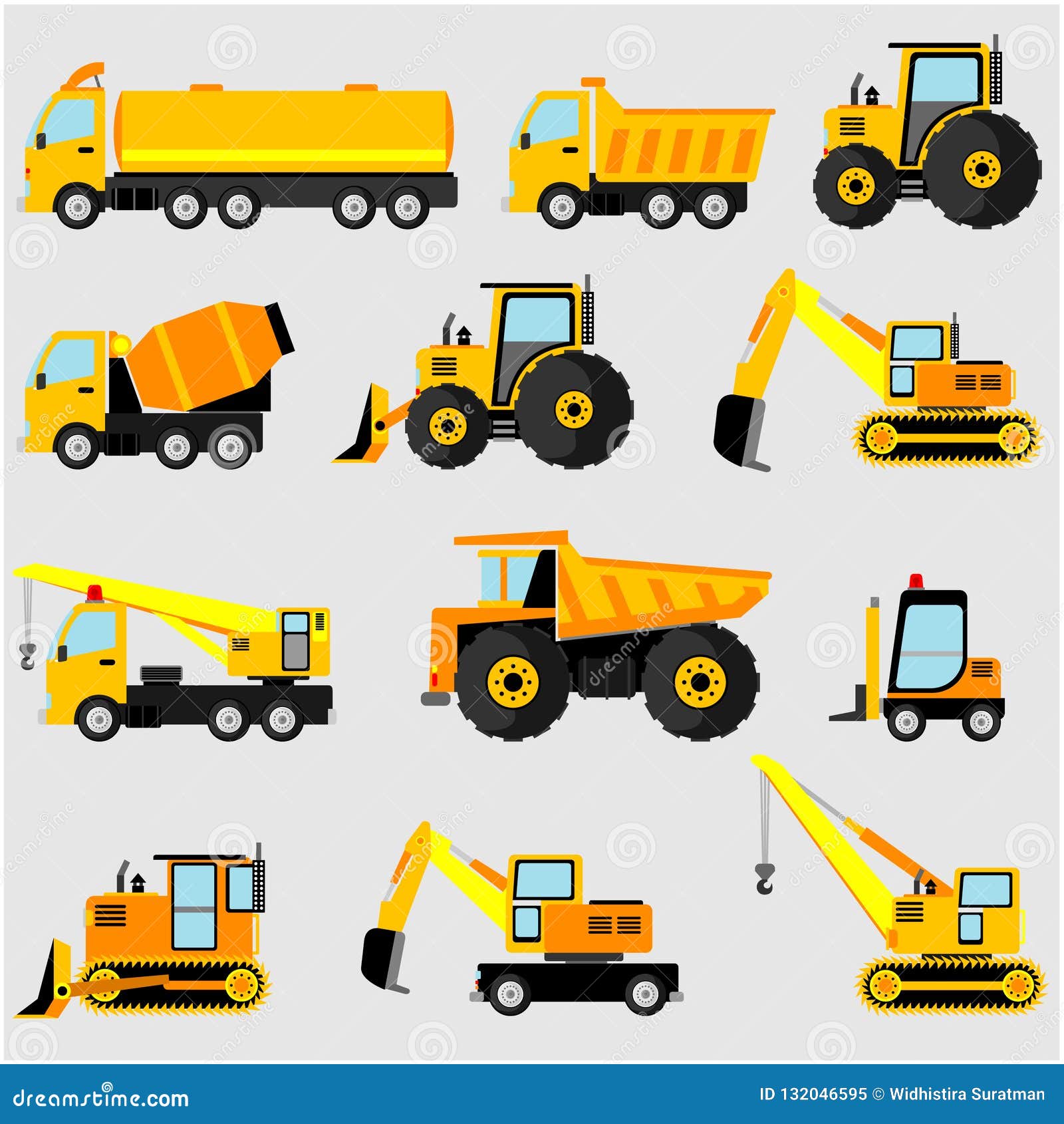 Various heavy equipment stock vector. Illustration of crane - 132046595