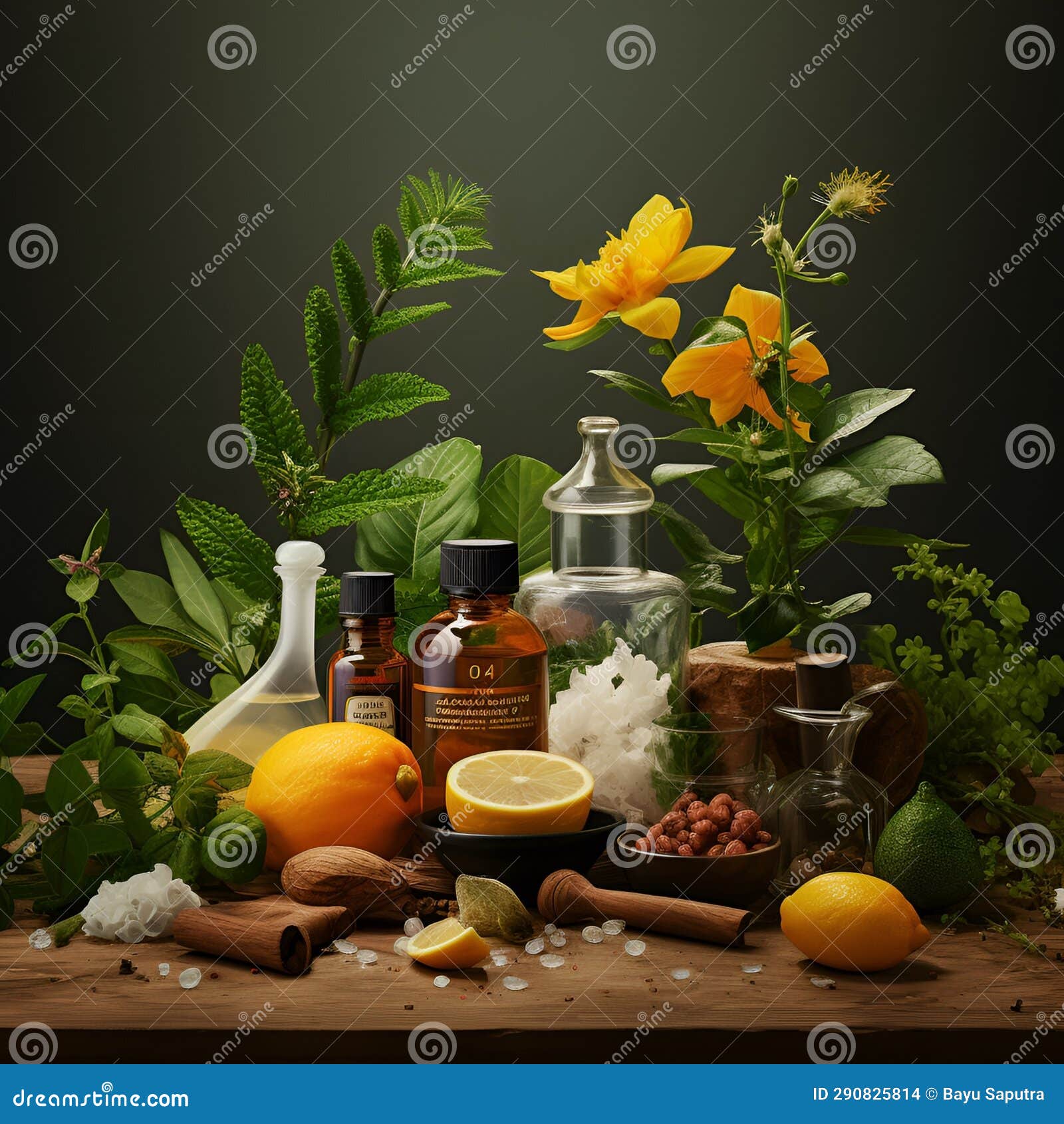 Various Herbal Medicines on the Table, Ai Generative Stock Illustration ...