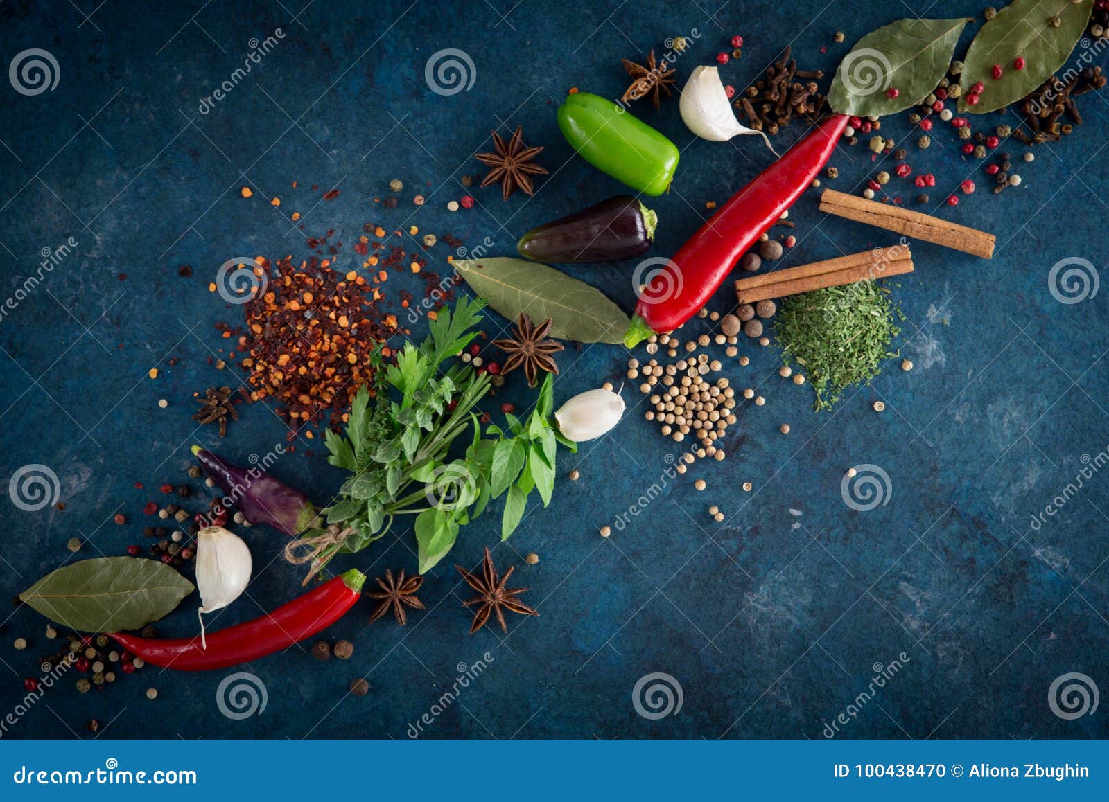 Herbs and spices stock photo. Image of parsley, background - 100438470