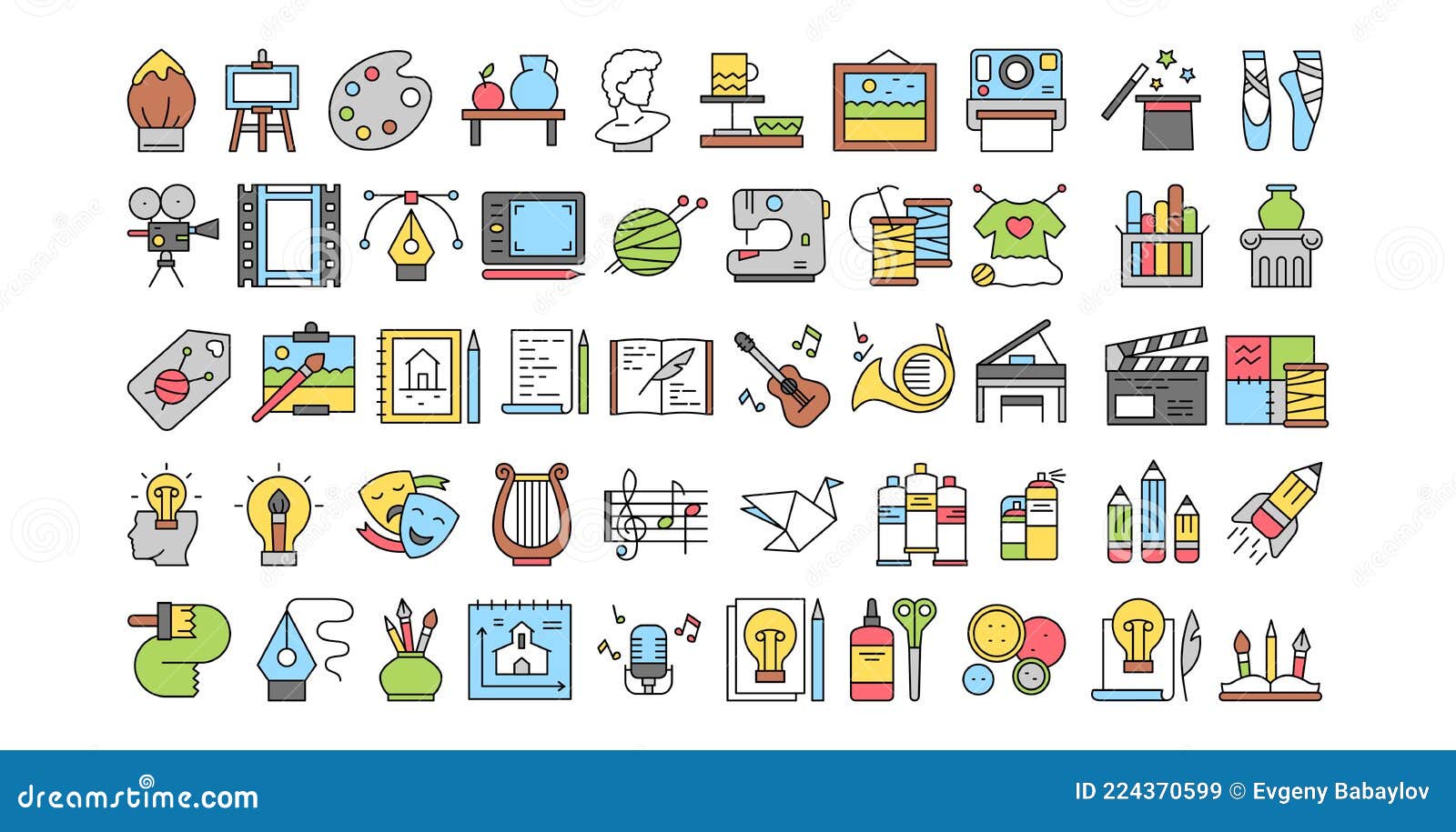 Hobbies Icons, Line Symbols, Web Signs, Vector Set, Isolated ...
