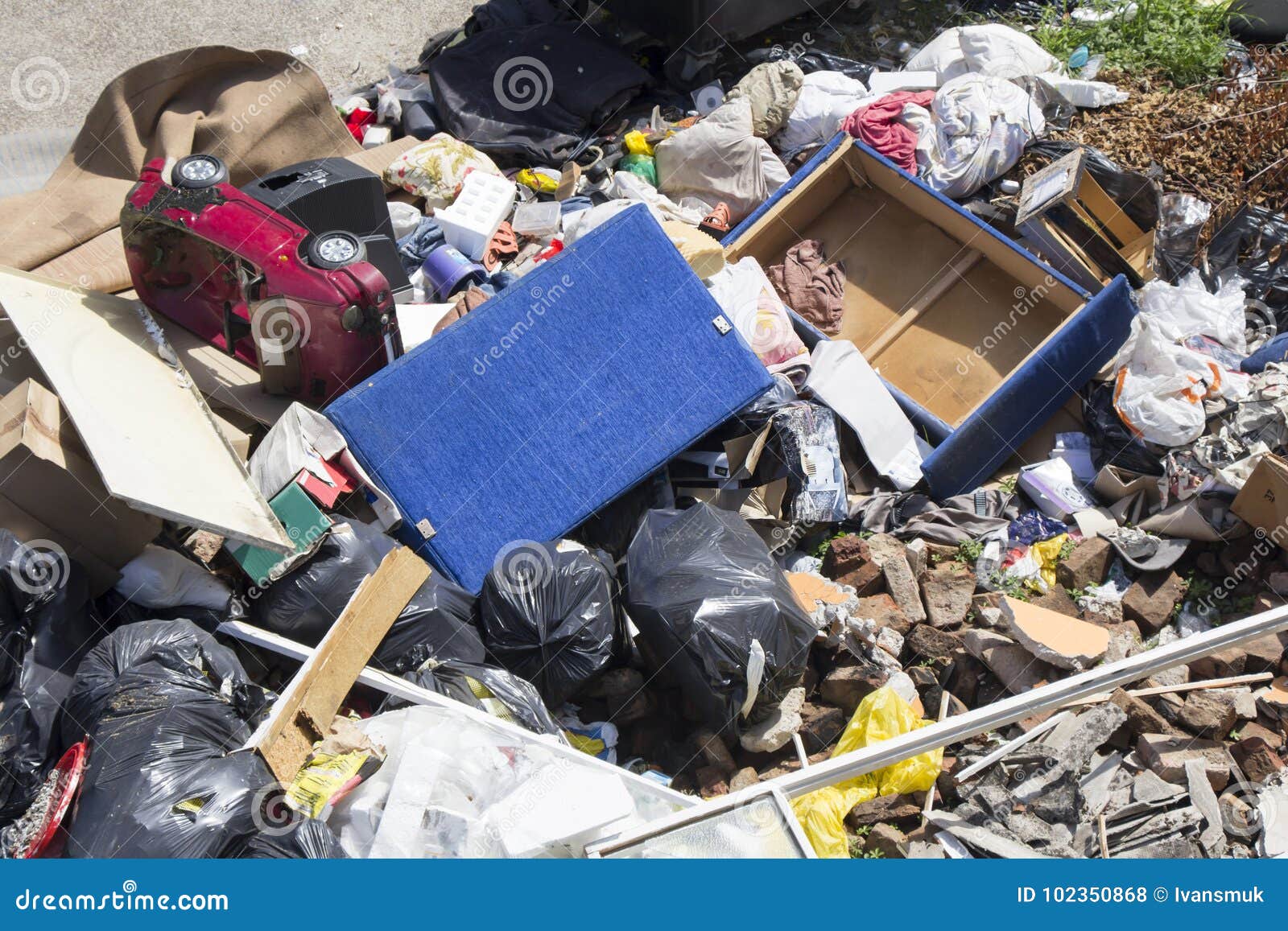 Various Household Waste and Garbage Stock Photo - Image of midden, road ...