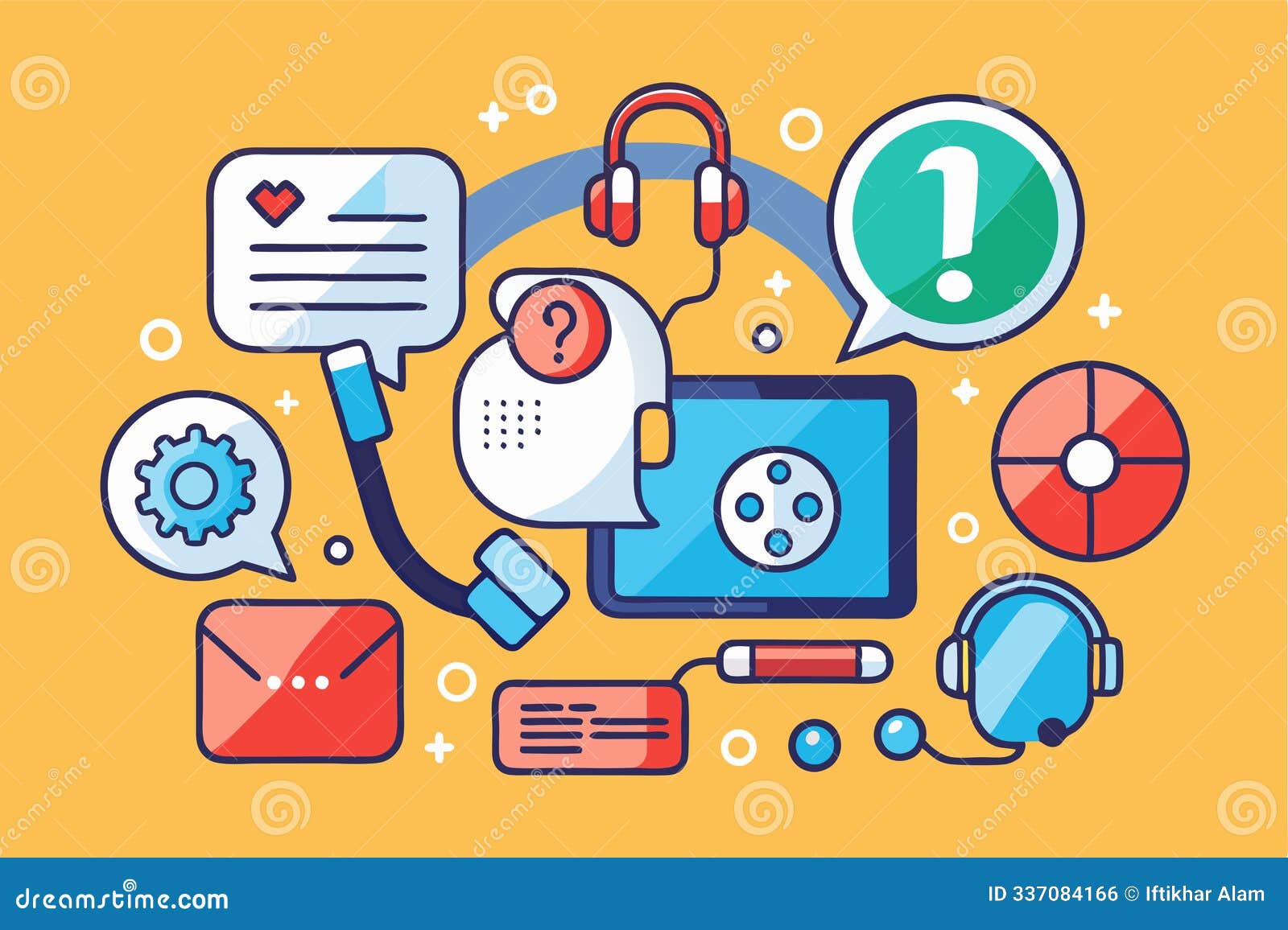 Various Icons Illustrate a Phone Help Service, Showcasing Tools for ...