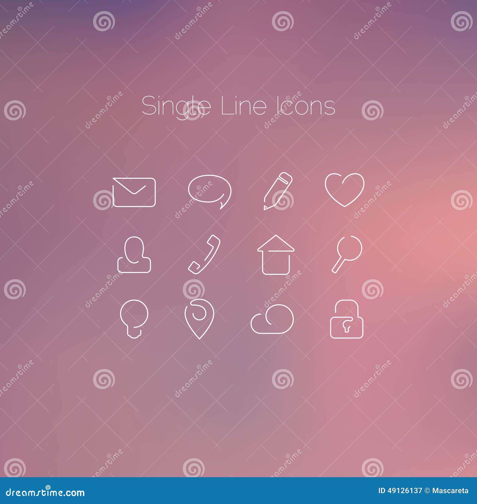 Various Icons Set Drawn with Single Line. Stock Vector - Illustration ...