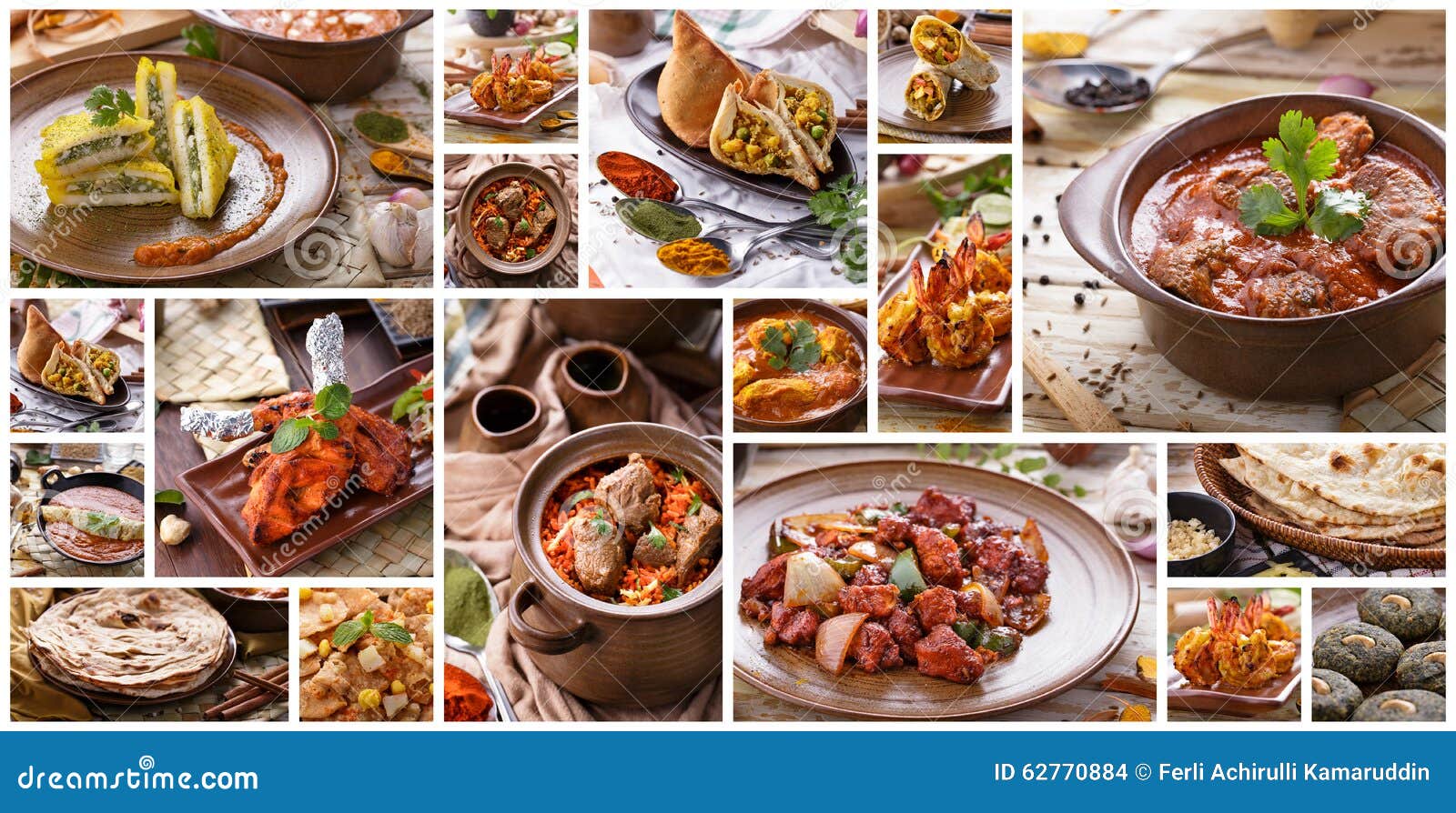 Various Indian Food Buffet, Collage Stock Photo - Image of dish, food ...