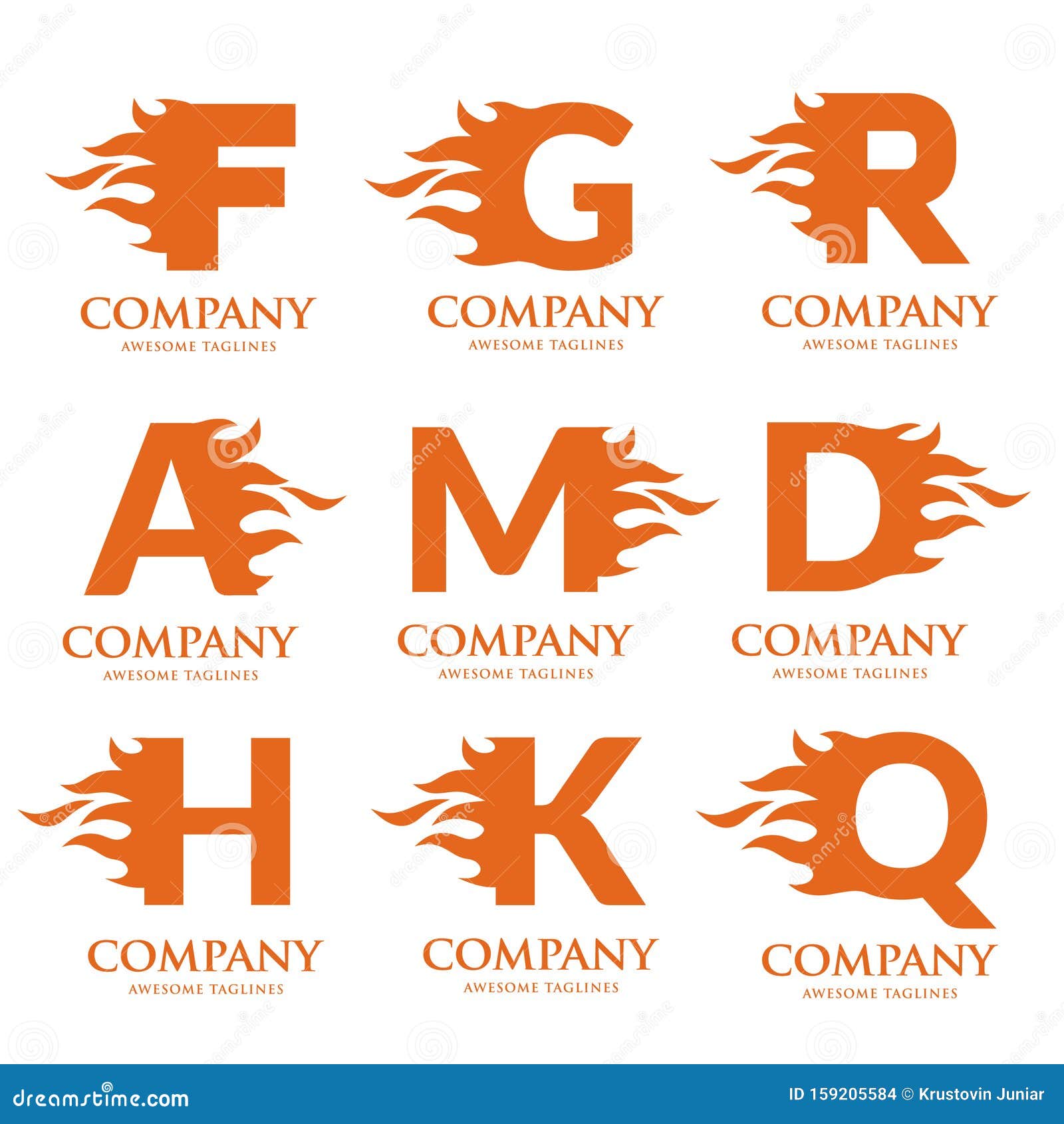 Various Initial Letter As Fire Logo Stock Vector - Illustration of icon ...